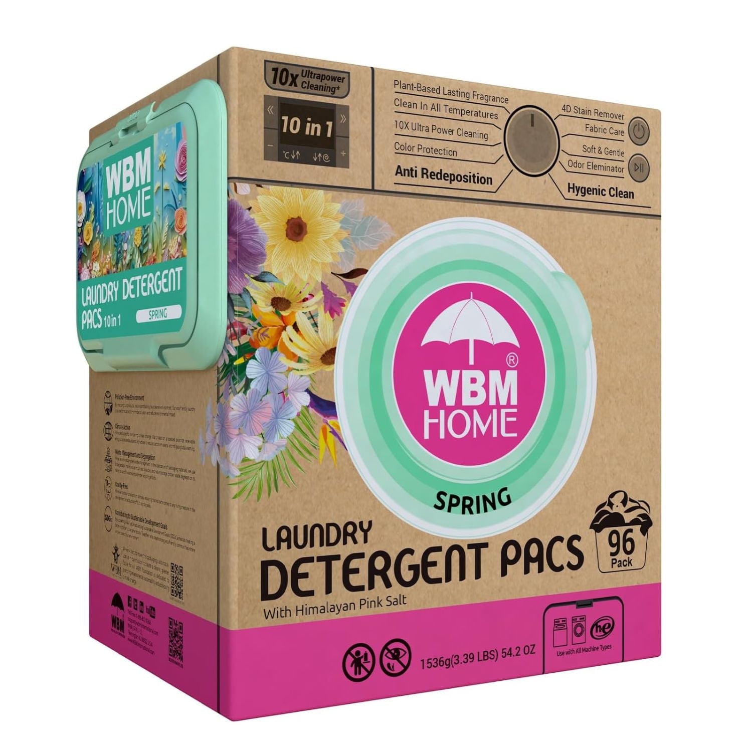 WBM Home Laundry Detergent Pods, Spring Scent, 96 Count – HE ...