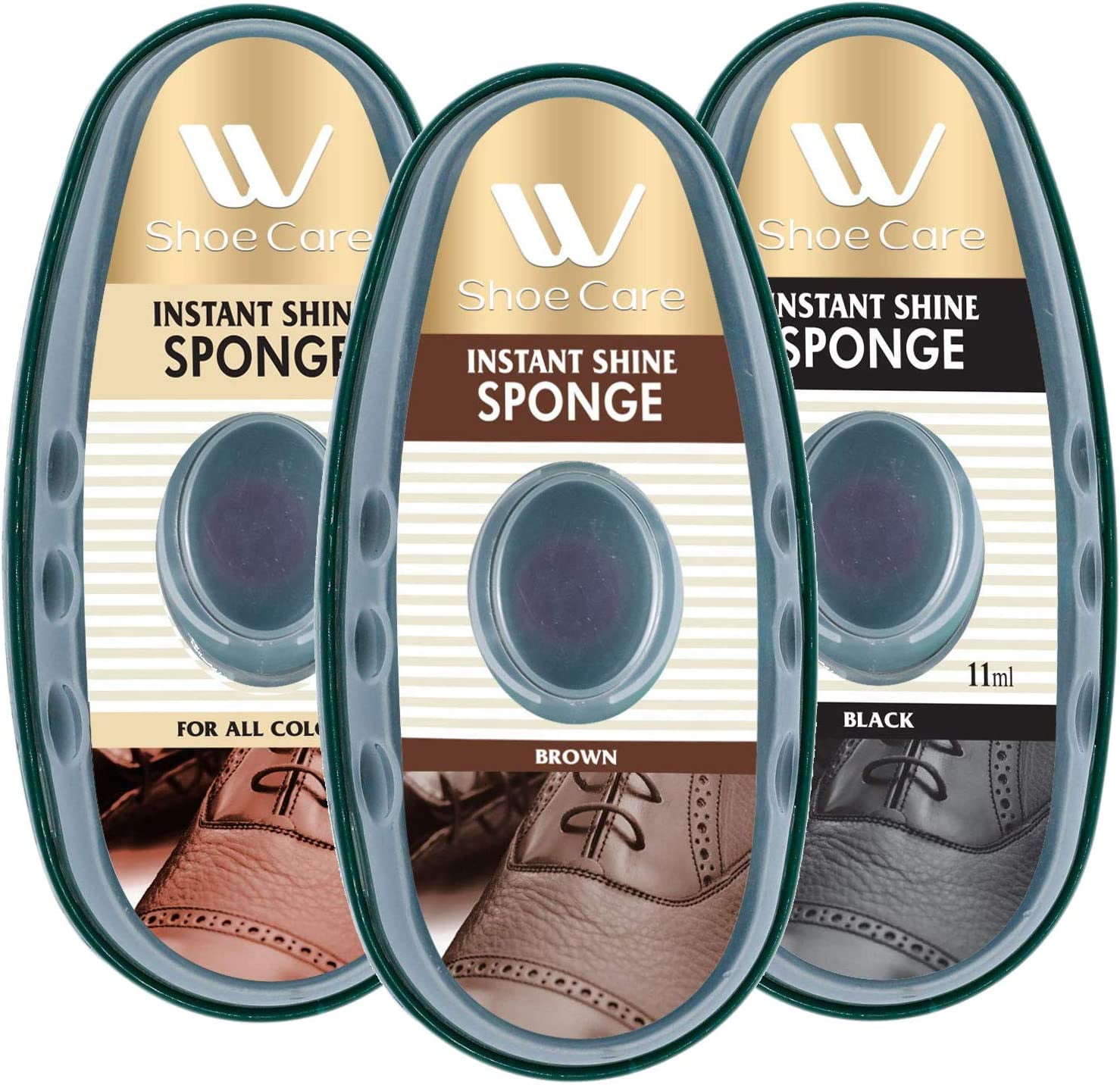 WBM INTERNATIONAL Premium Instant Shoe Shine Sponge, Black, Brown and ...