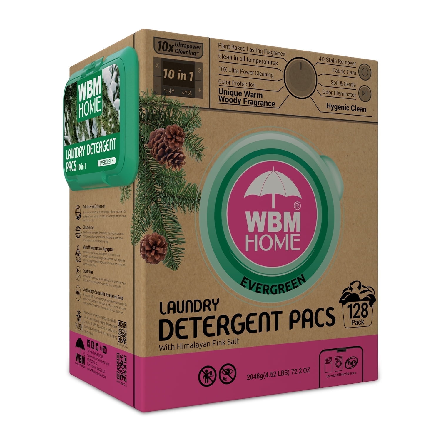 WBM HOME Laundry Detergent Pods, Liquid, Evergreen Scent, Ultra ...