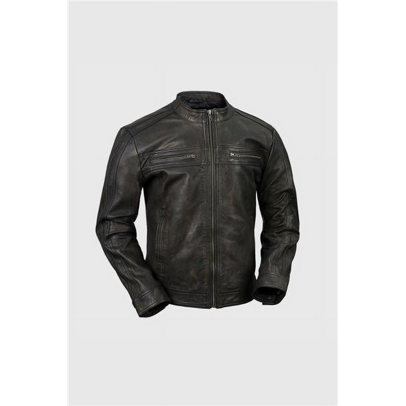 WBM2103-L-BKO Mens Cruiser Leather Jacket, Black & Olive - Large ...