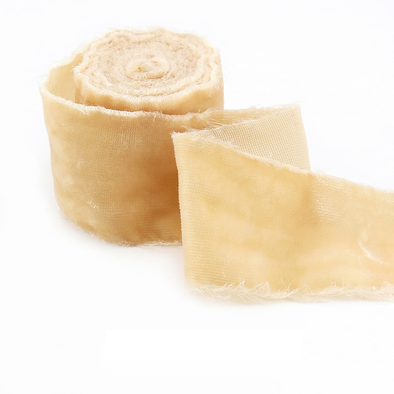 WBQ 1 Roll Velvet Ribbon 1.6" x 3 Yd Frayed Velvet Ribbon Raw Edges ...