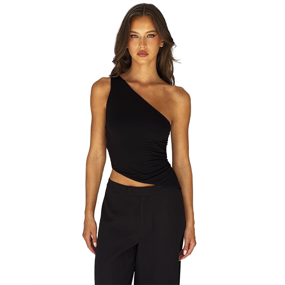 WBQ 2024 Summer Sexy One-Shoulder Halter Small Top Slanting Backless ...