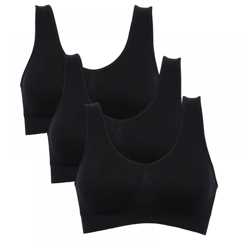 WBQ 3 Pack Women's Plus Size Seamless Sports Bras, Breathable Stretch ...