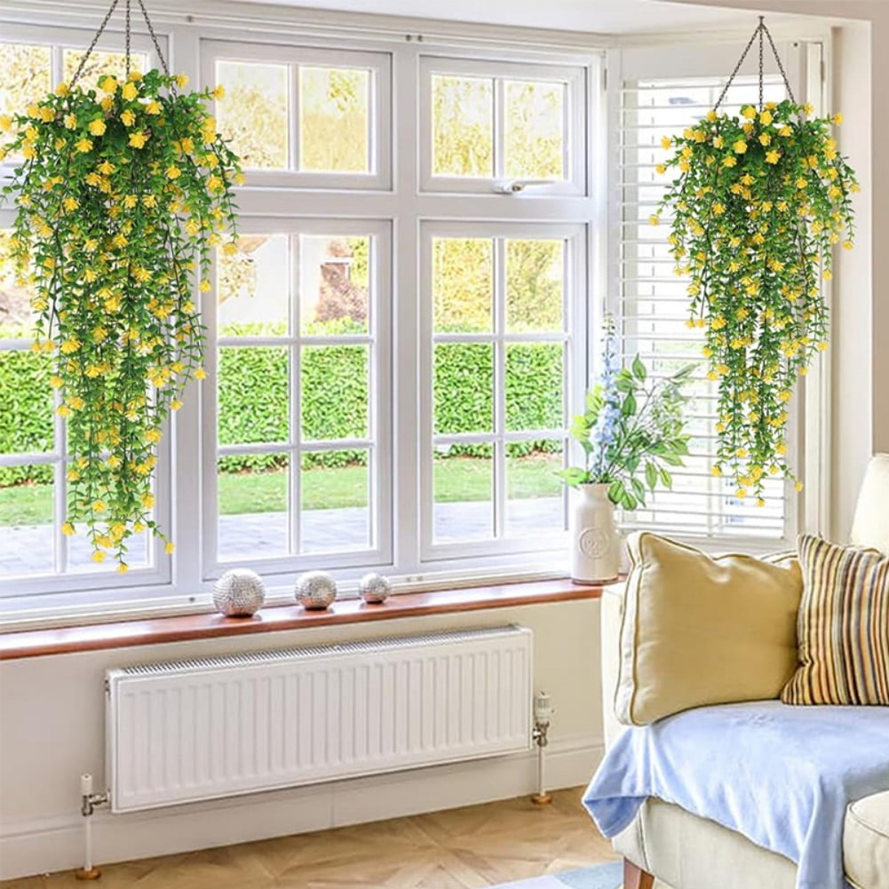 WBQ 3 Packs Artificial Hanging Plants, Fake Hanging Ivy Vine Wall ...