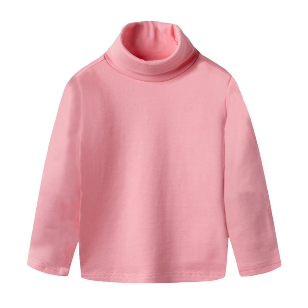 WBQ Boys Girls Turtleneck Long Sleeve T Shirt Soft Cotton Pullover Slim ...
