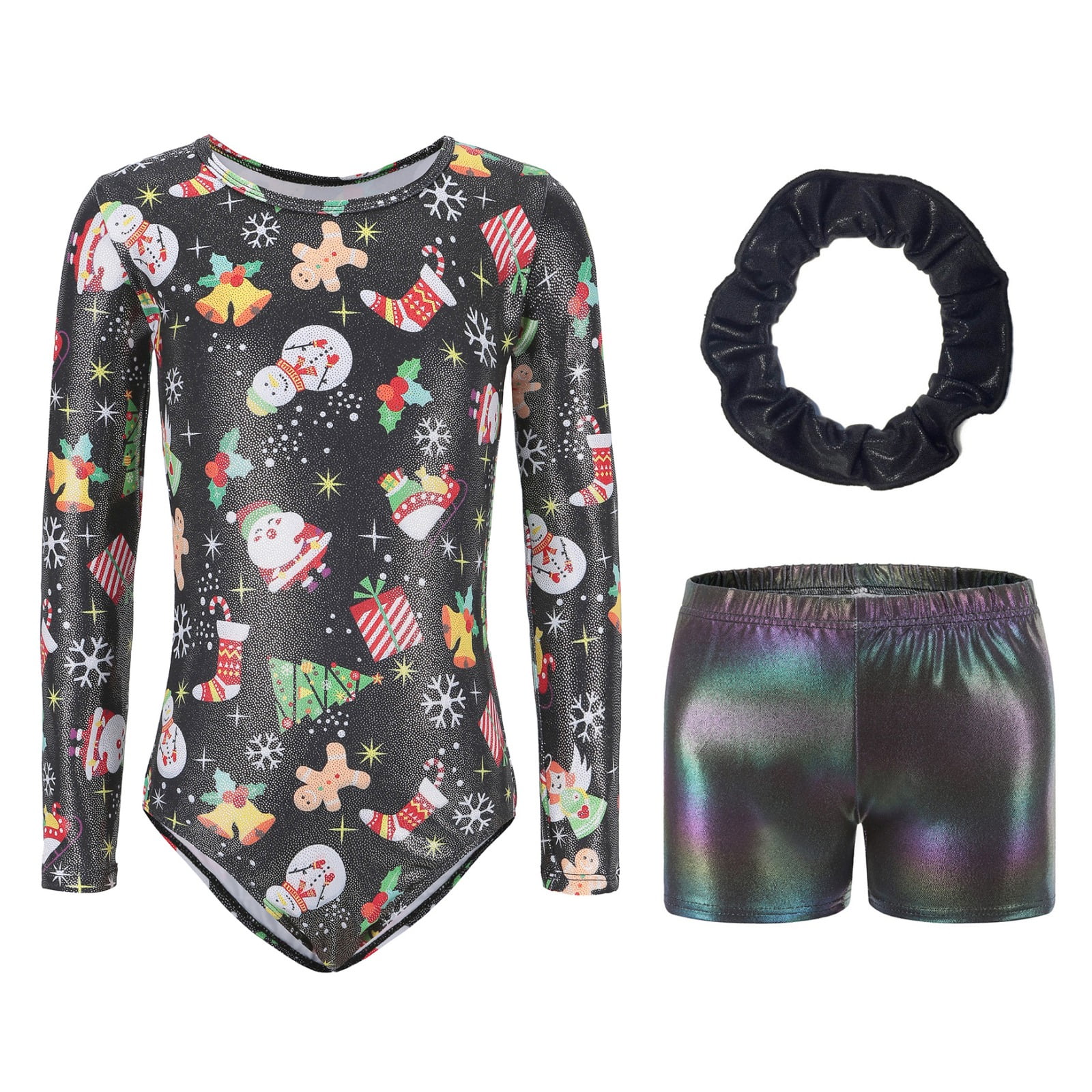 WBQ Christmas Gymnastic Leotards for Girl Long Sleeve Athletic ...