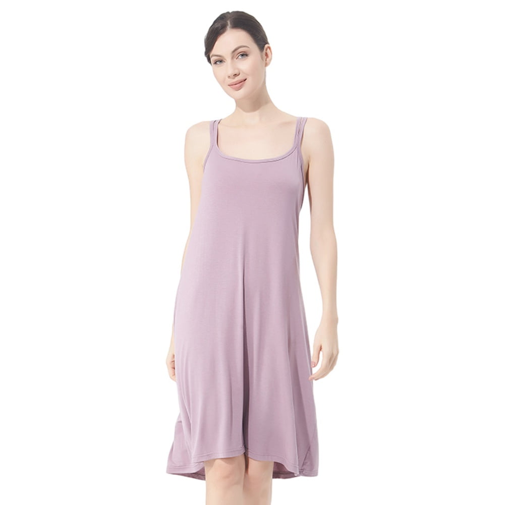 WBQ Full Slip Dress for Women Plus Size Cotton Nightgown Sleeveless ...