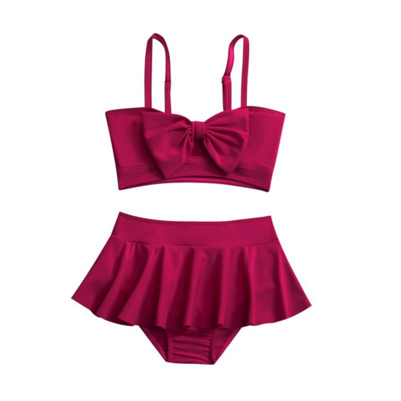 WBQ Girl's 2 Piece Swimsuit Bow Front Cut Out Bikini Bathing Suit ...