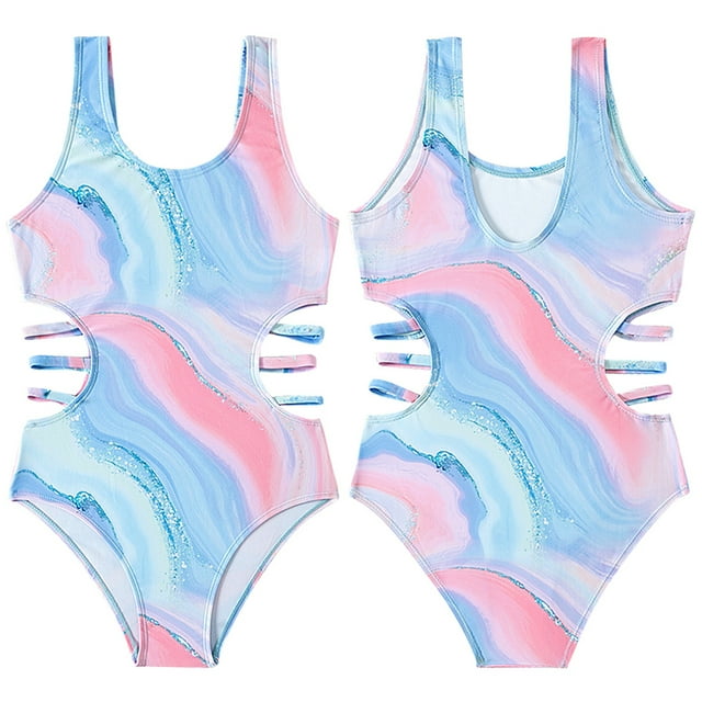 WBQ Girl's Cute Hawaiian One Piece Swimsuit Cut Out Scoop Neck Bathing ...