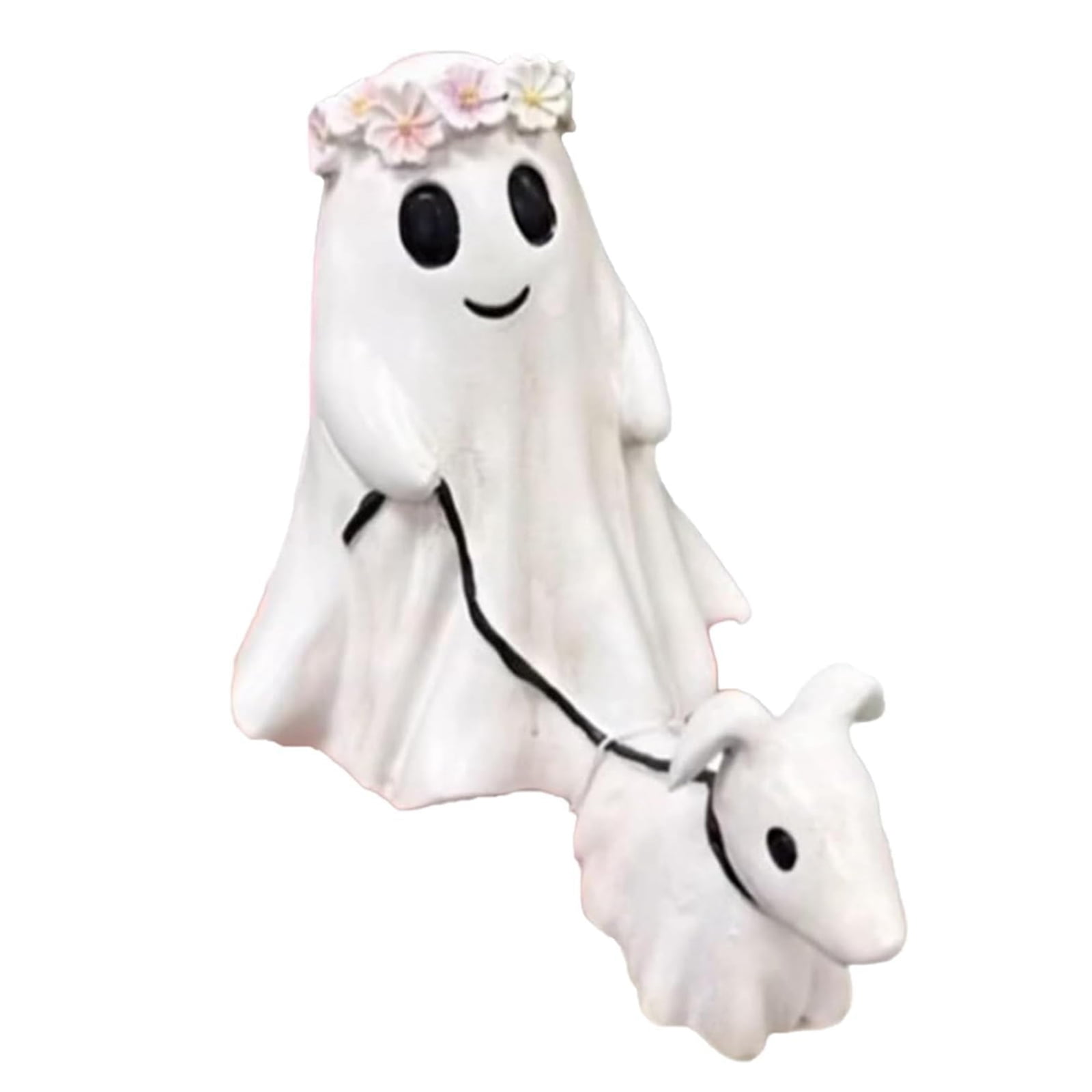 WBQ Halloween Ghost Walking Dog Statue 2024 New Cute Spooky Ghost Dog ...