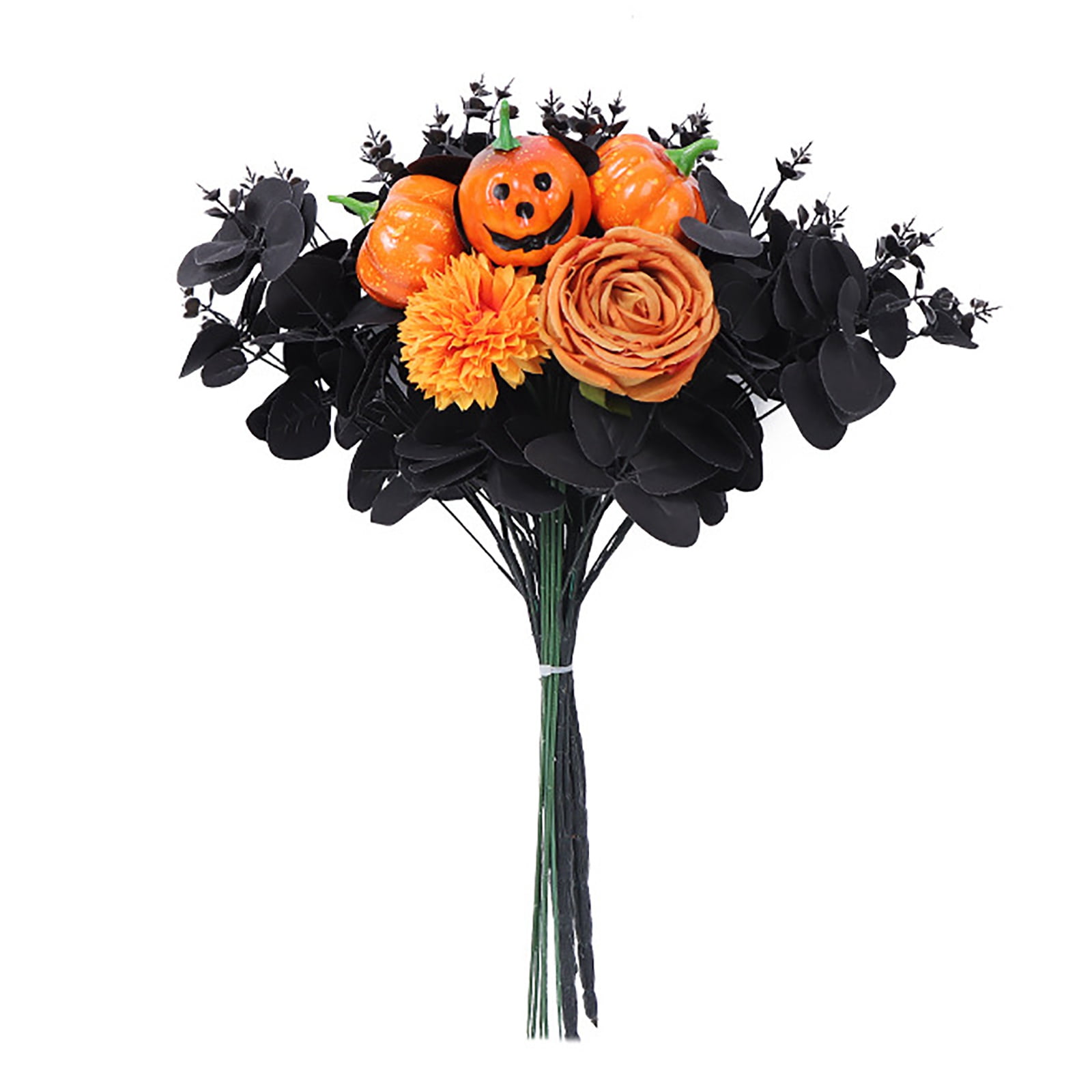 WBQ Halloween Picks Branches Fake Halloween Glitter Stems with Pumpkins ...