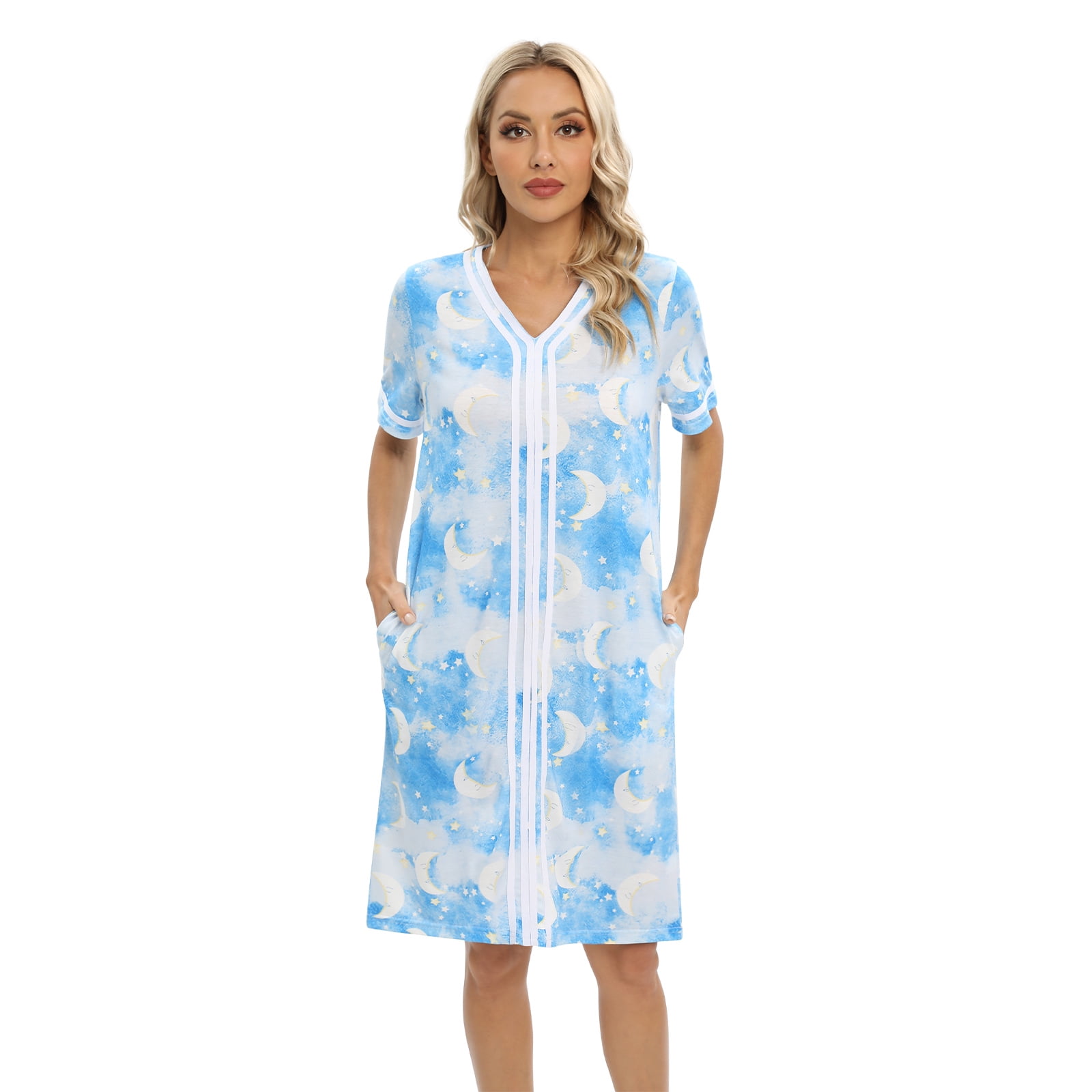 WBQ Nightgown Long Women's Long Sleeve Sleepwear Full Length Nightshirt ...