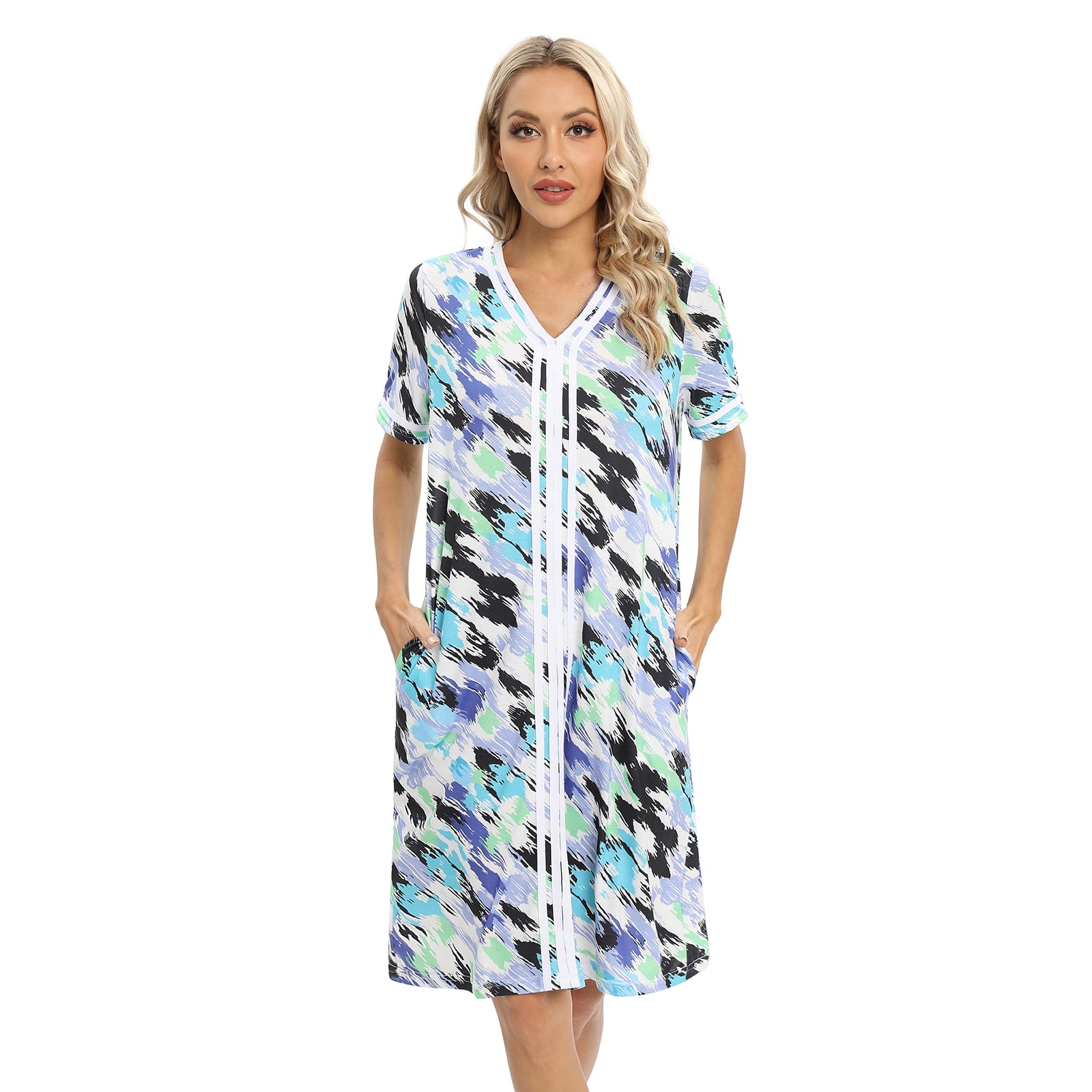 WBQ Nightgown Long Women's Long Sleeve Sleepwear Full Length Nightshirt ...