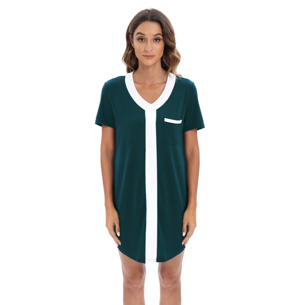 WBQ Women Maternity Nursing Gown Short Sleeve Nightgown Sleepshirt ...
