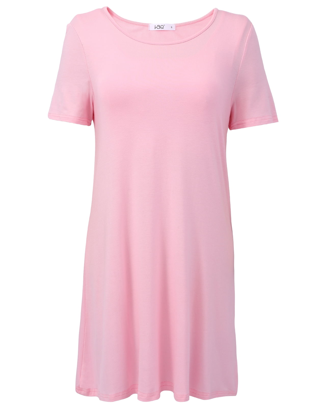 WBQ Women Night Dress with Built in Bra Nightshirt Short Sleeve Chemise ...