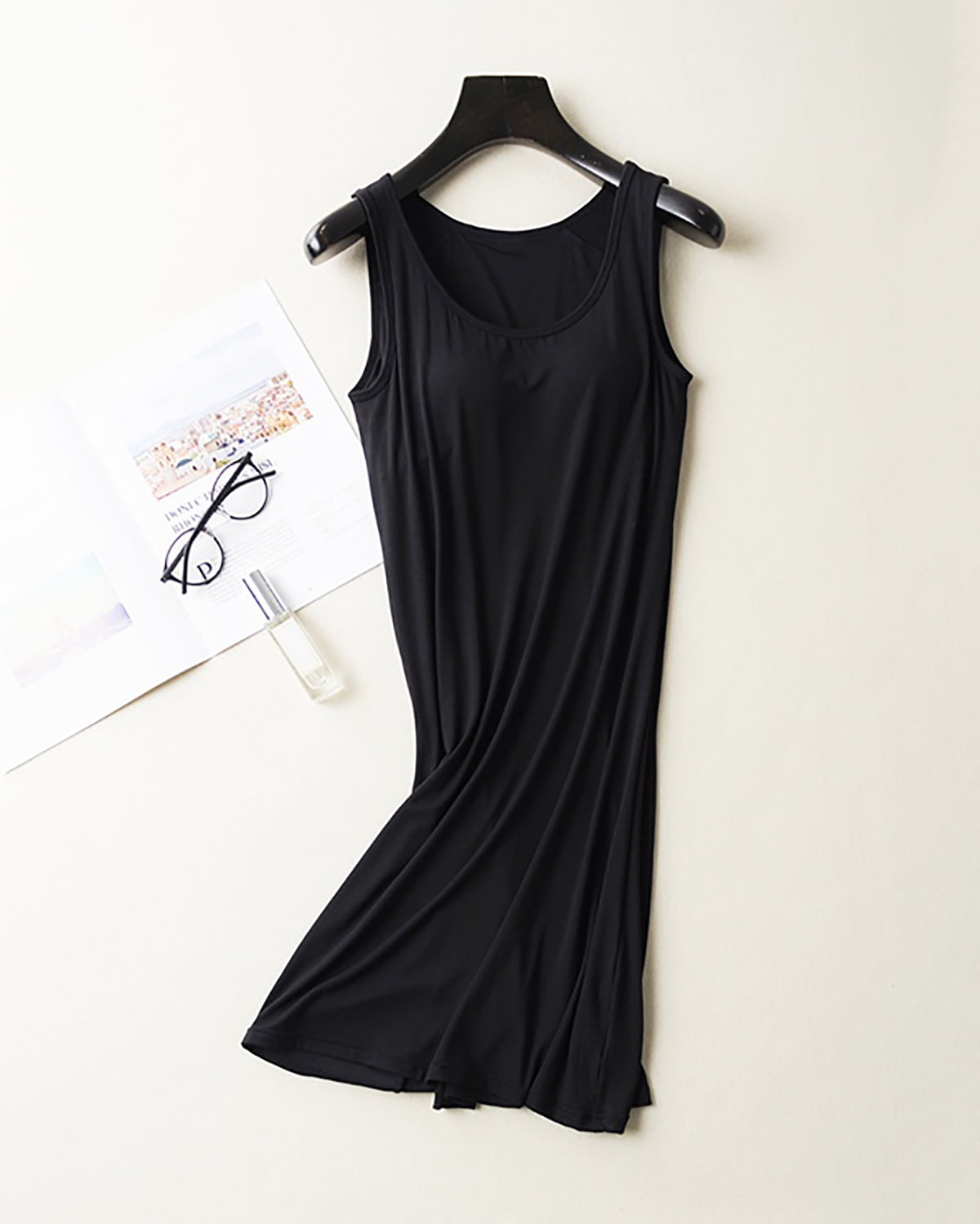 WBQ Women Night Dress with Built in Bra Pad Nightshirt Sleeveless Vest ...