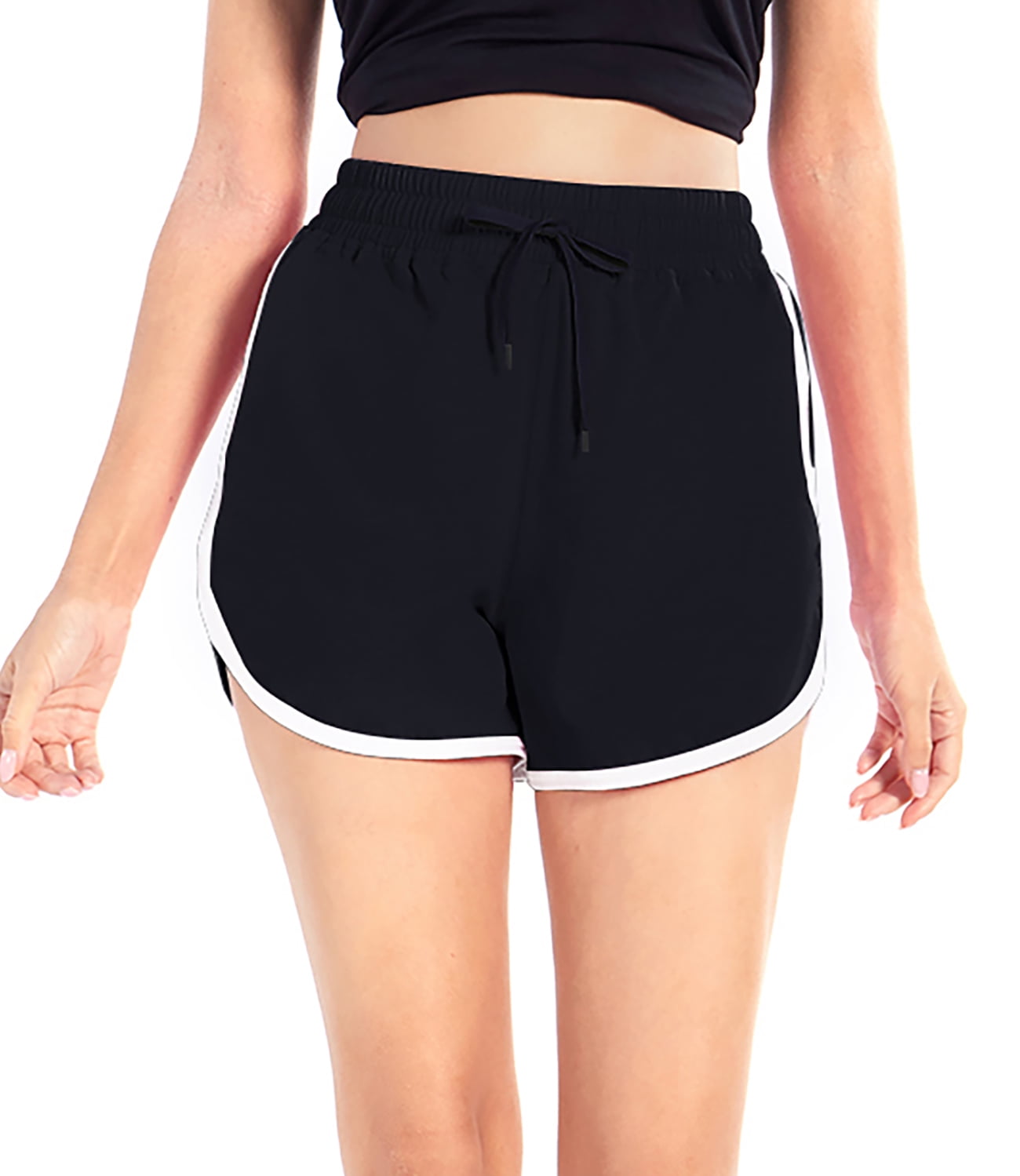 WBQ Women Running Short,Elastic High Waistband with Drawstring Casual ...