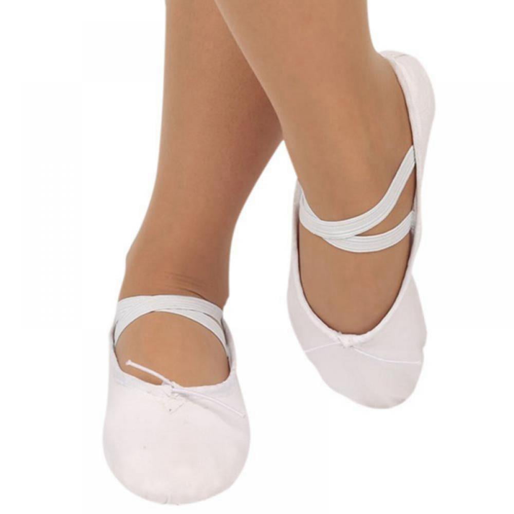 WBQ Women's Ballet Shoes Stretch Canvas Dance Slippers Split Sole for Girls/Adult White 11 ...