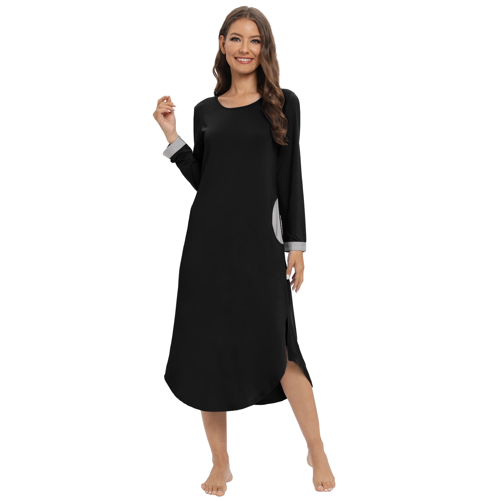 WBQ Women's Loungewear Long Nightgowns O Neck Loose Sleepwear Full ...