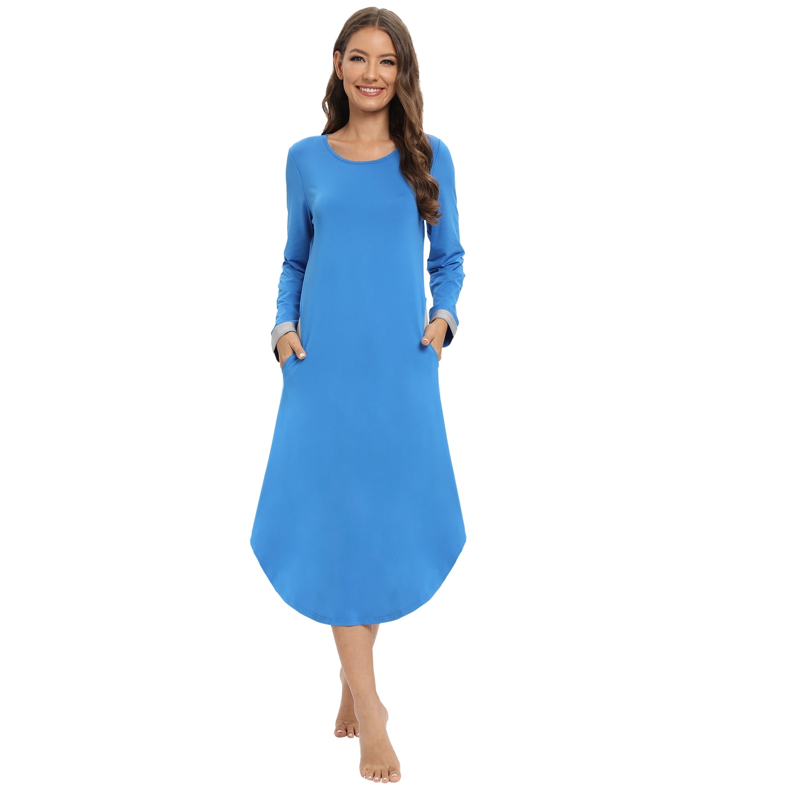 WBQ Women's Nightgown Long Sleepshirts Short/Long Sleeve Sleepwear Full ...