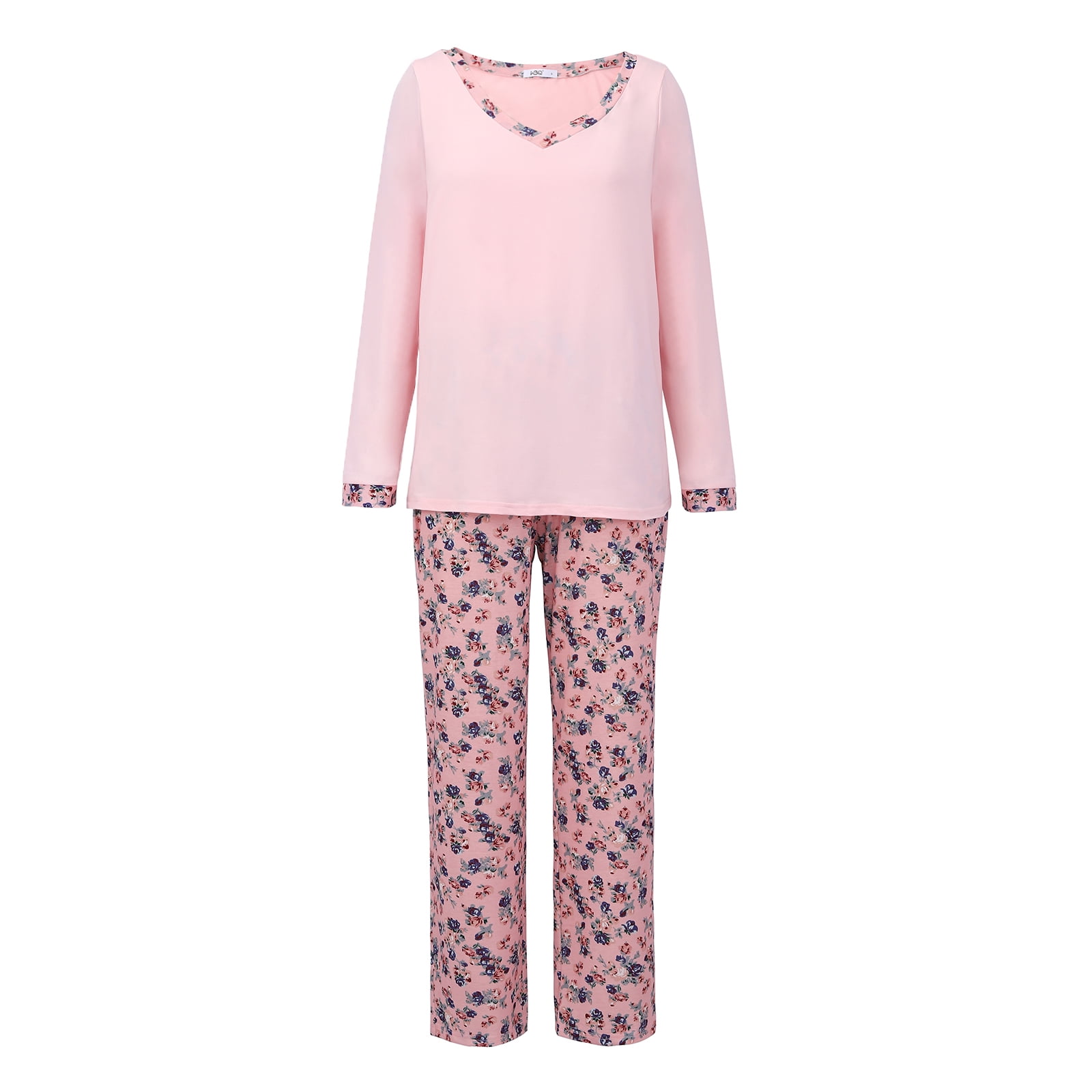 WBQ Women's Soft Pajamas Loungewear Set Long Sleeve Sleepwear Pjs Set V ...