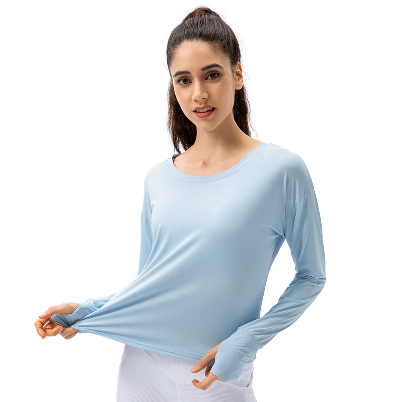 WBQ Women's UPF 50+ UV Shirts Long Sleeve Workout Sun Shirt Outdoor Gym Hiking Tops Quick Dry ...