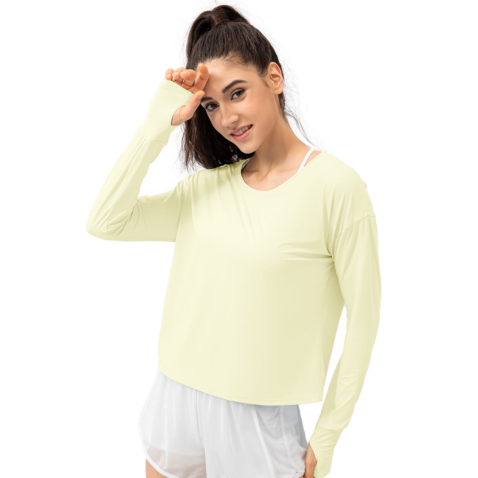 WBQ Women's UPF 50+ UV Shirts Long Sleeve Workout Sun Shirt Outdoor Gym ...