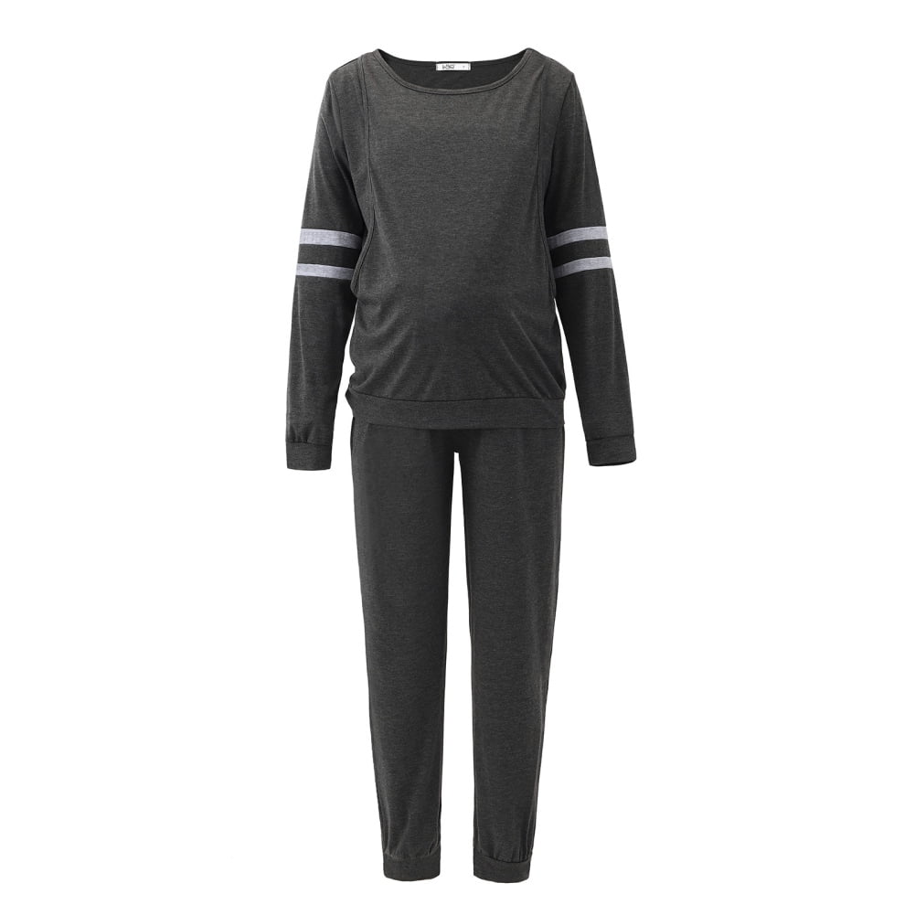 Wbq Womens Maternity Nursing Pajama Set Long Sleeves Pregnancy