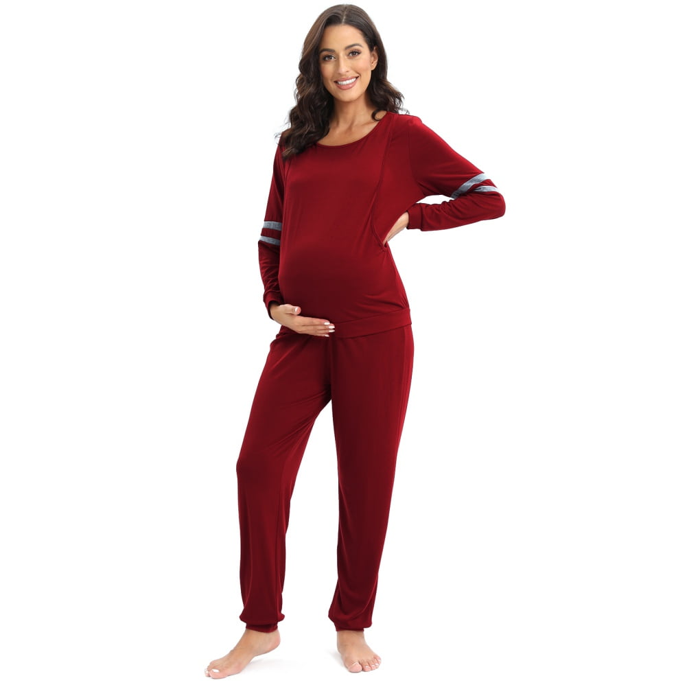 Wbq Womens Maternity Nursing Pajama Set Long Sleeves Pregnancy