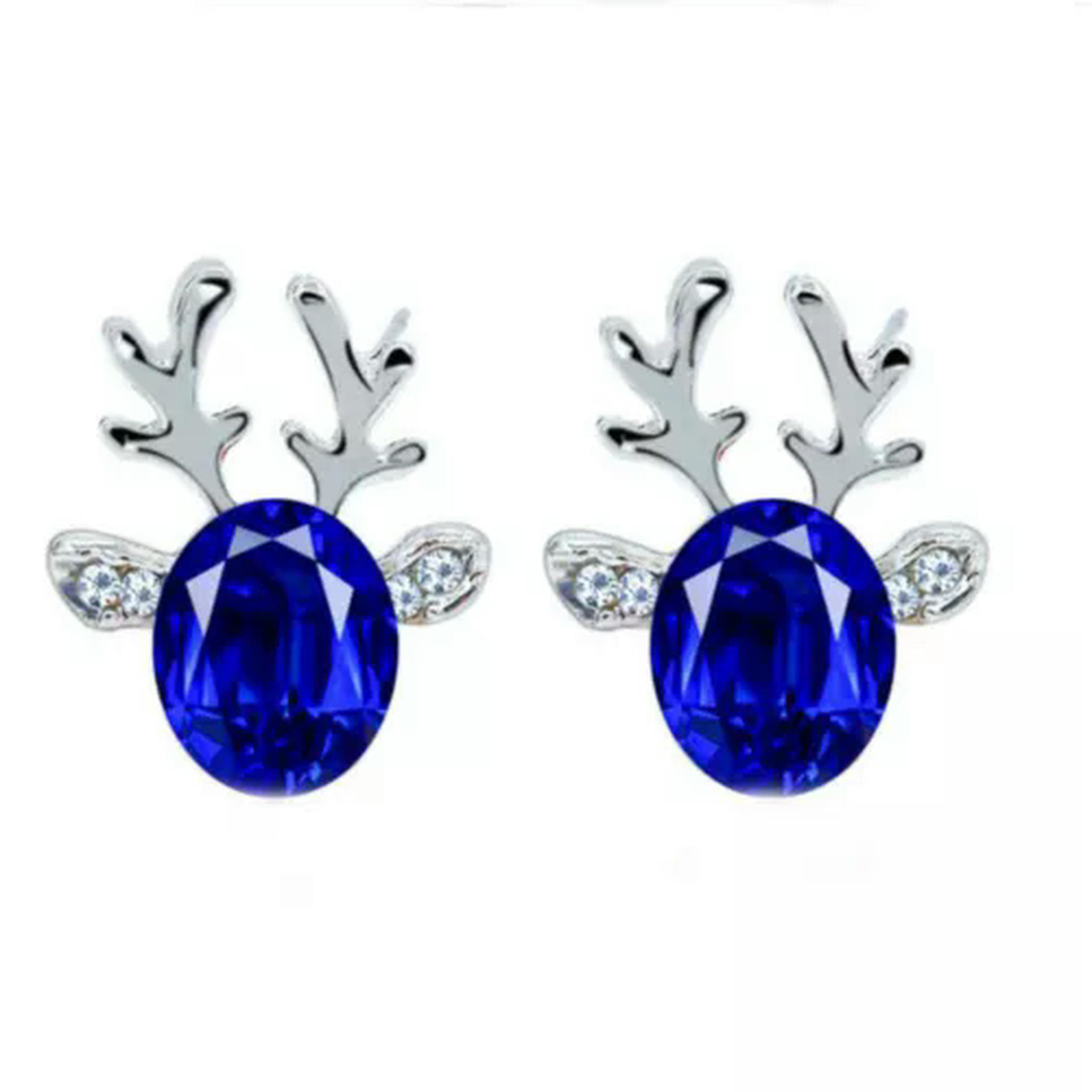 WBQF 1 Pair Multicolored 19x15mm Christmas Deer Elk Design Crystal Ear ...