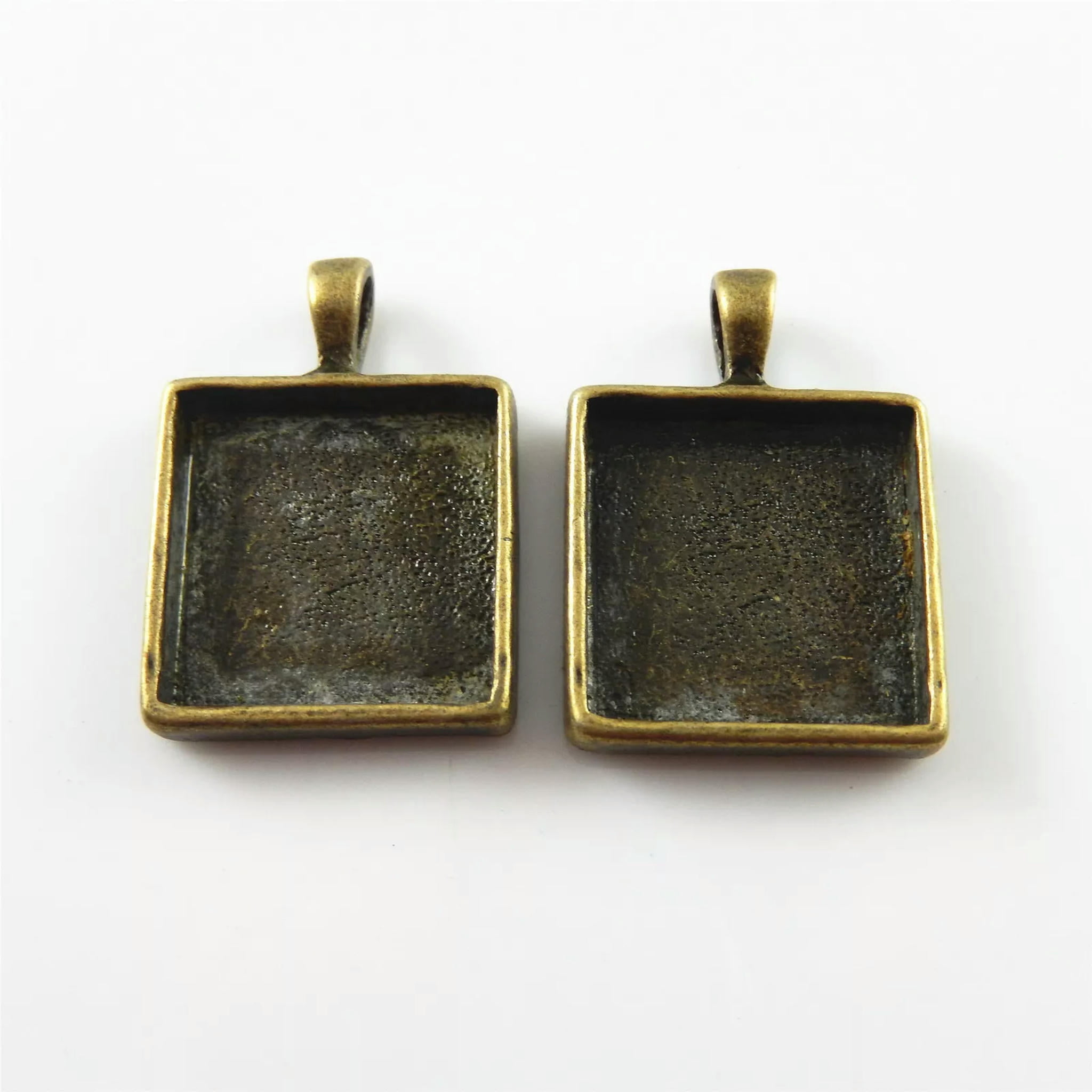 WBQF 10 Retro Bronze Alloy Square Cameo Setting Cabochon Base Bezel ...