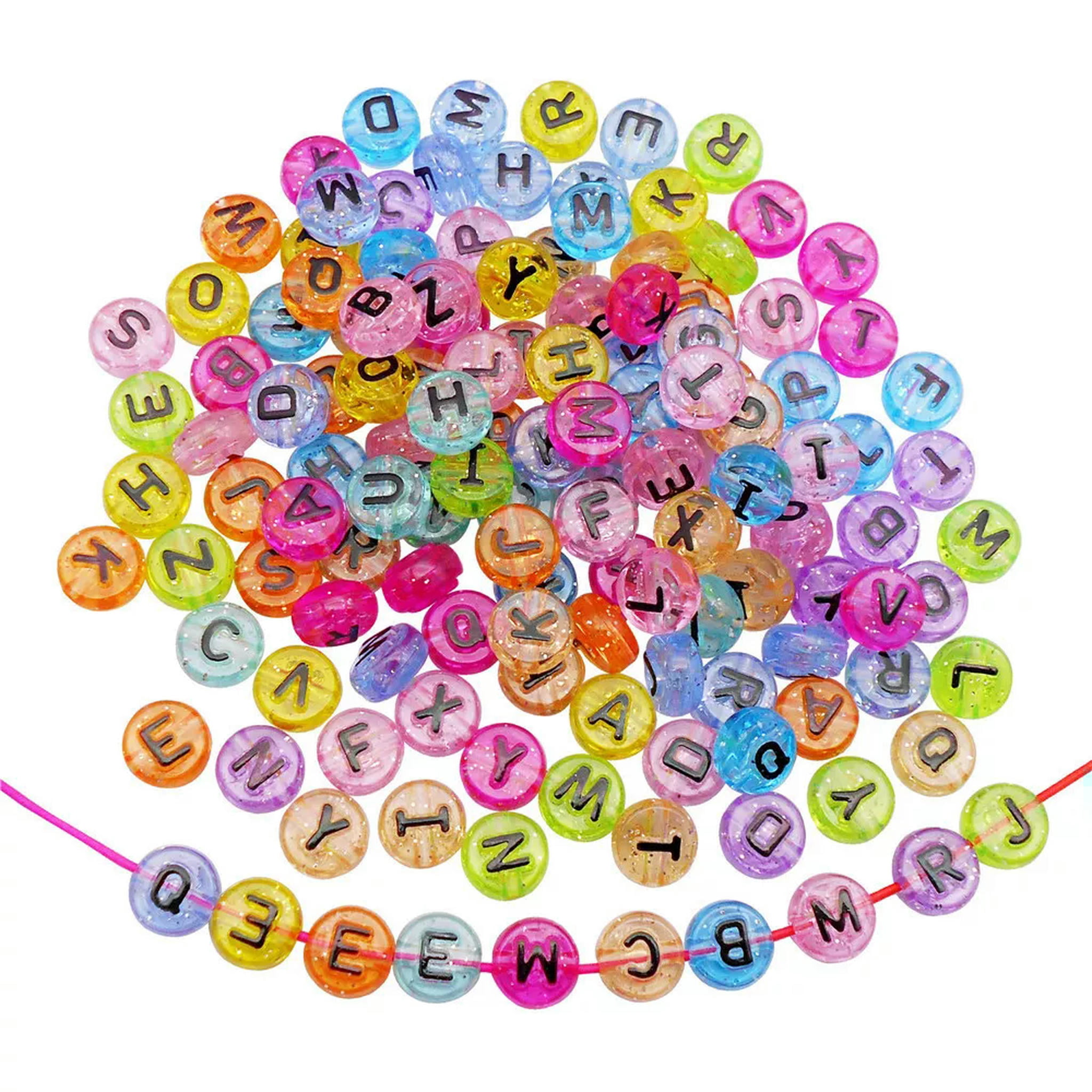 WBQF 100pcs Hole 2mm Acrylic 10mm Alphabet Letter Loose Beads DIY ...