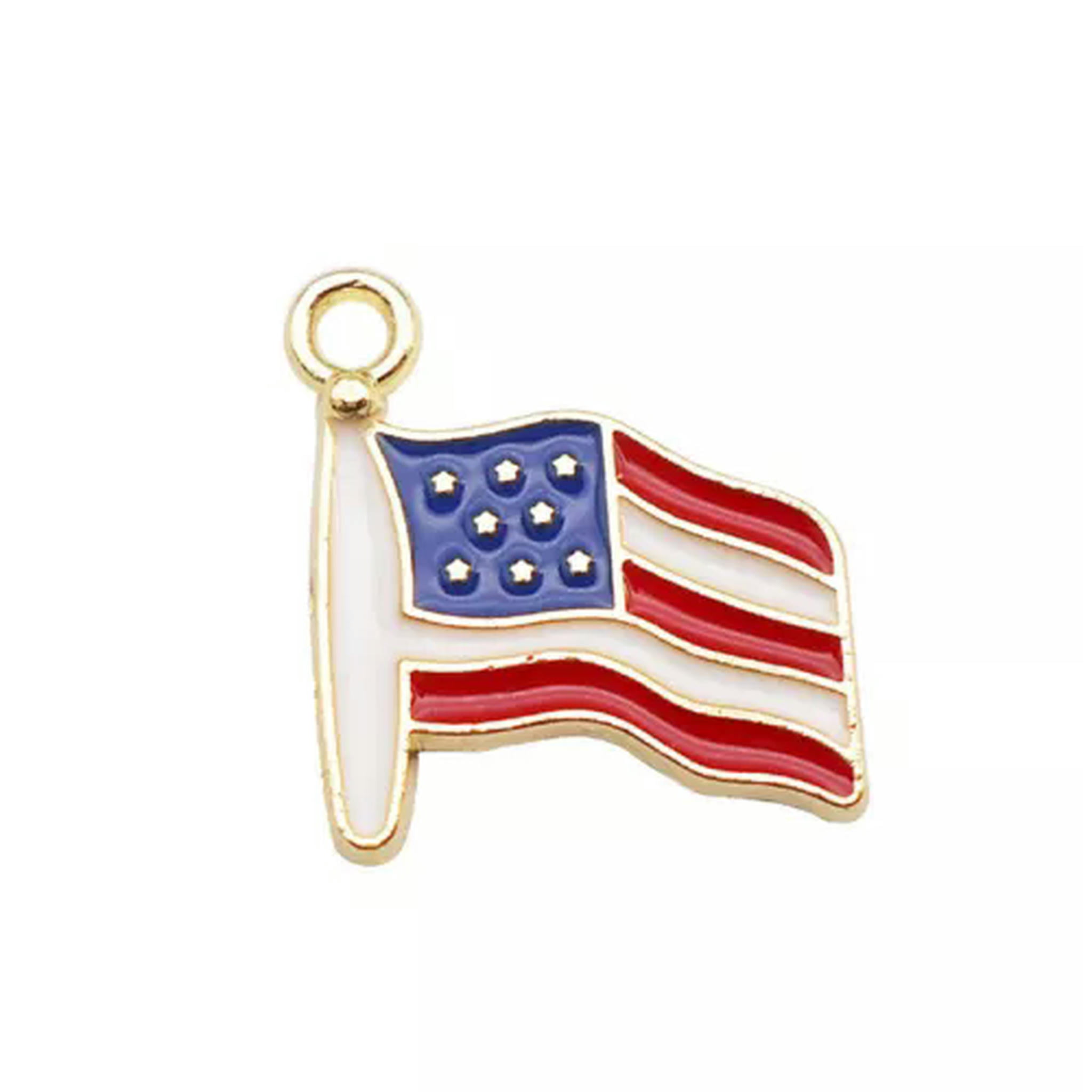WBQF 12pcs Enamel US Flag Charms Stars Stripes Pendant Necklace ...