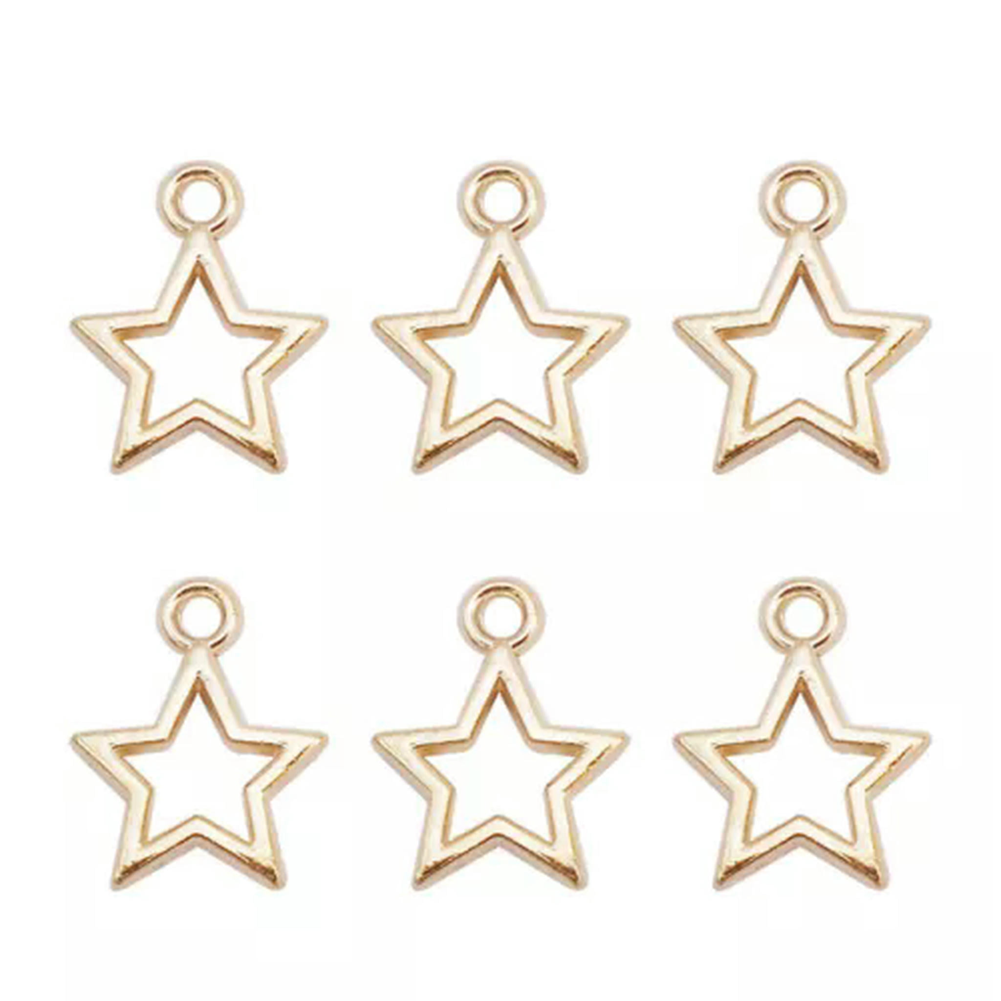 WBQF 50 PCS Multi-Color Alloy 10mm Hollowed Star Charms Pendant for ...