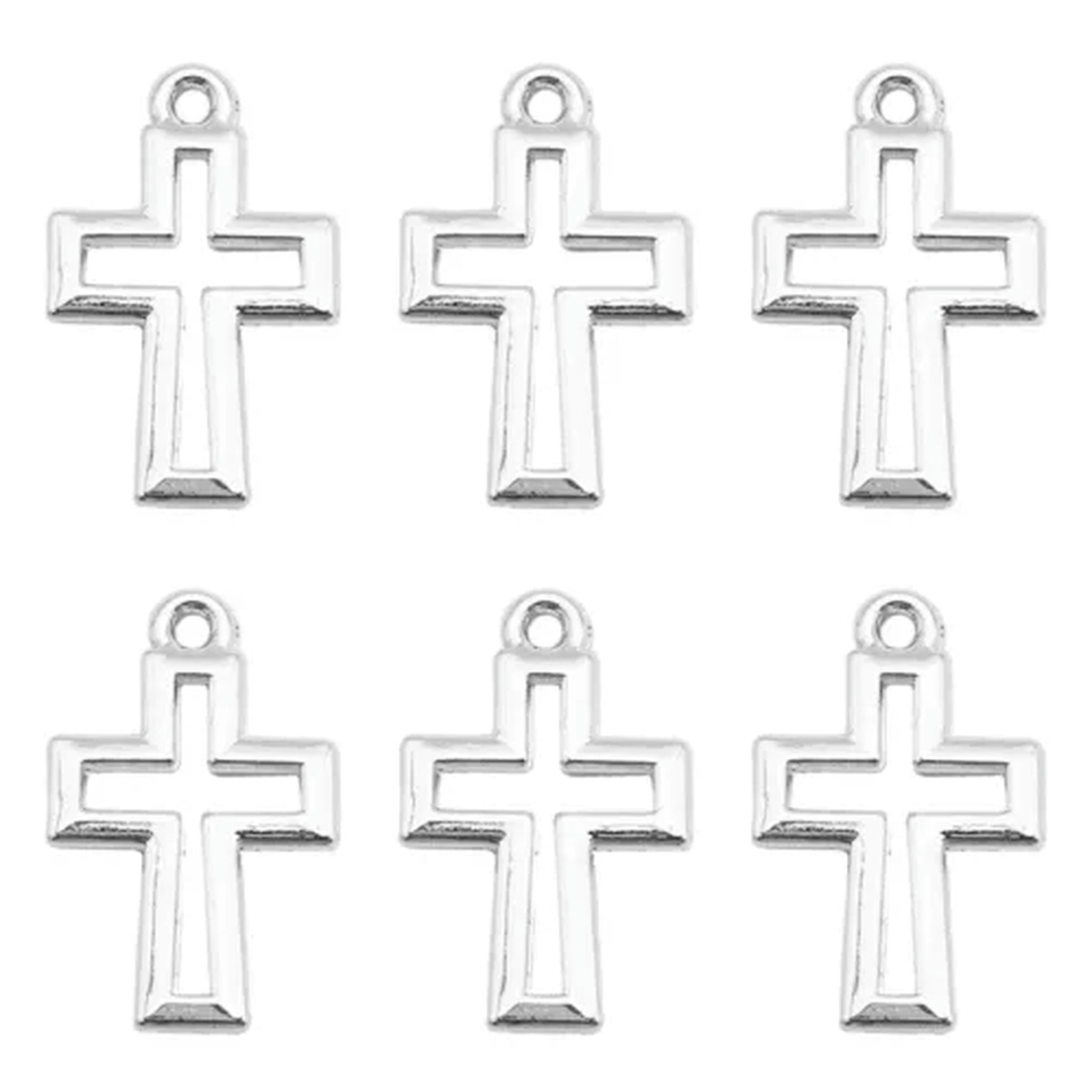 WBQF 50PCS 17x11mm Hollowed Cross Crucifix Charms Pendant for Jewelry ...