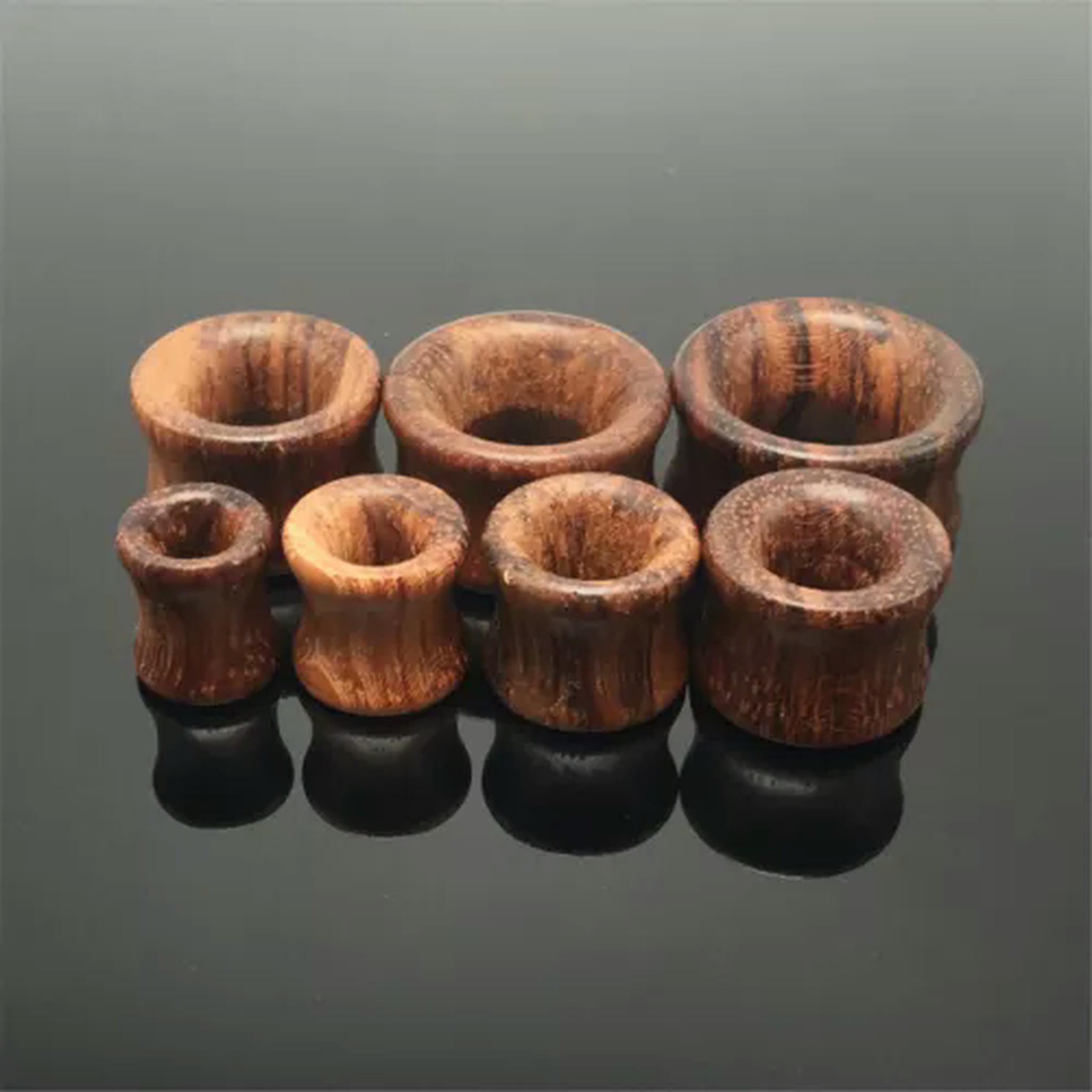 WBQF Assorted Natural Wood Made Round Piercing Tunnel Ear Stretcher ...