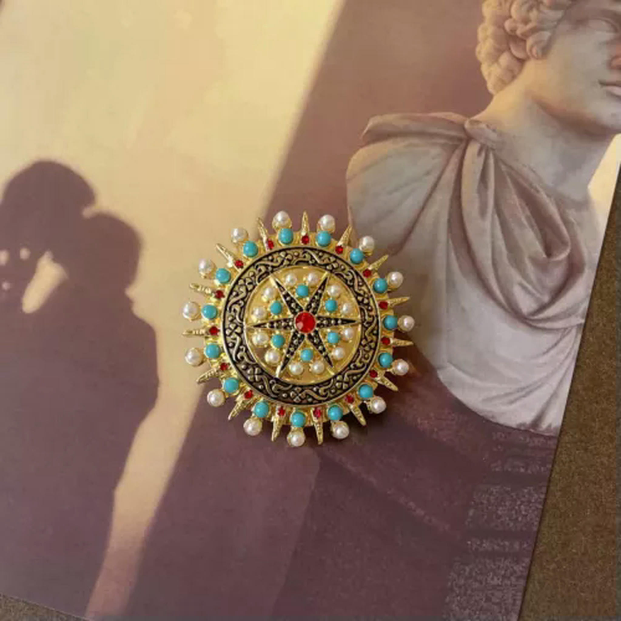 WBQF Baroque Women Palace Style Cross Brooches Pins Retro Metal Badges ...