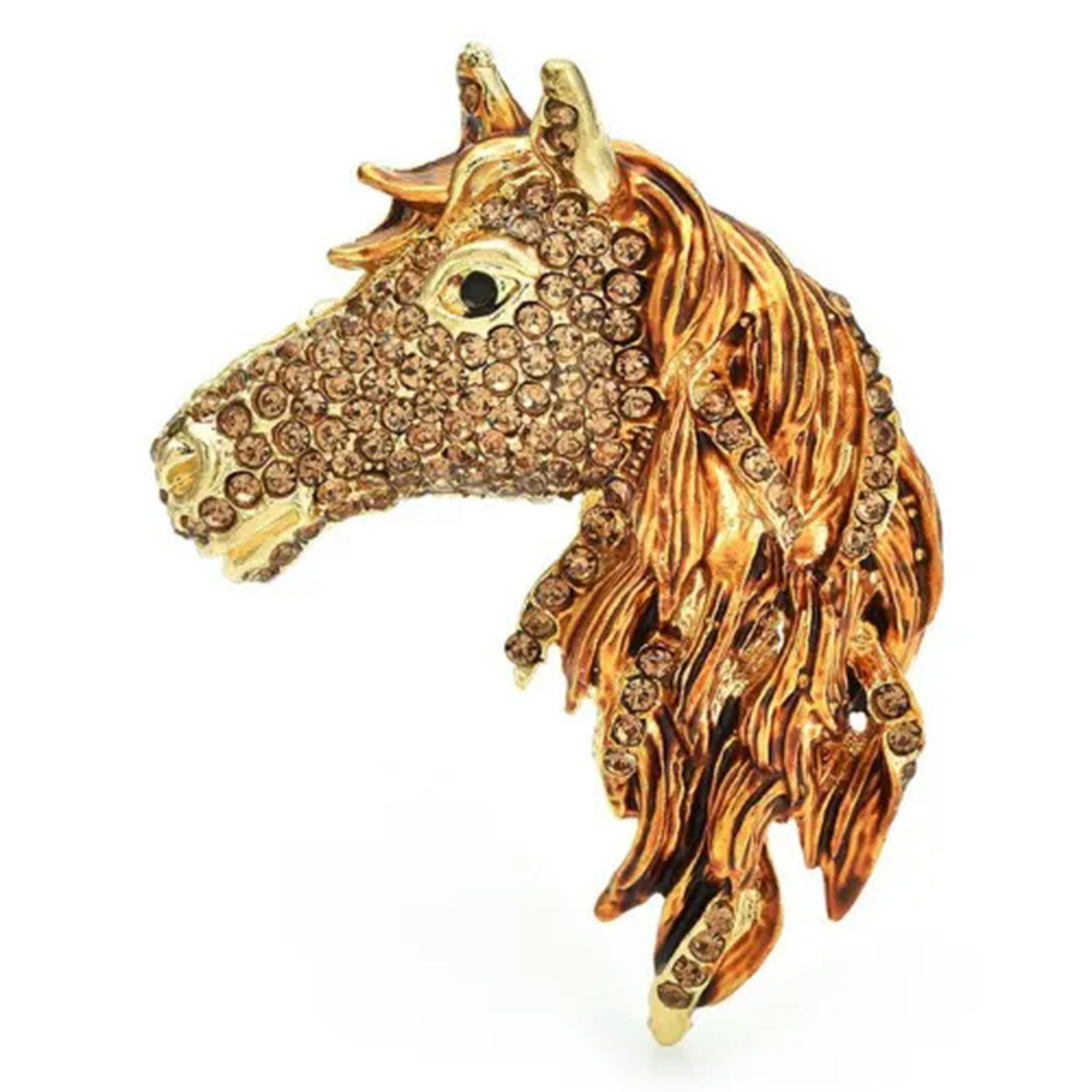WBQF Big Horse Head Brooches Enamel Pins Women Men Fashion Wedding ...