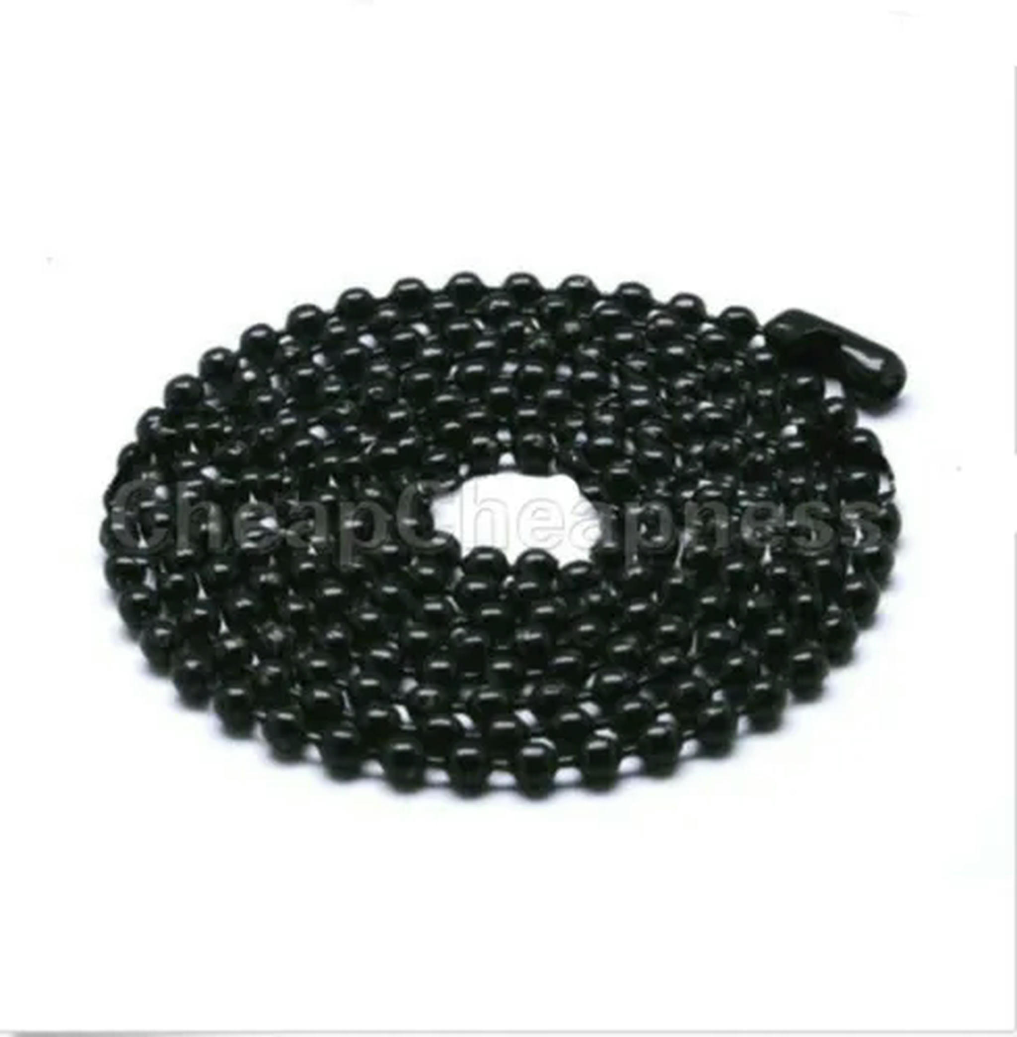 WBQF Black Silver Titanium Steel Ball Beads Chain Necklace Bead ...