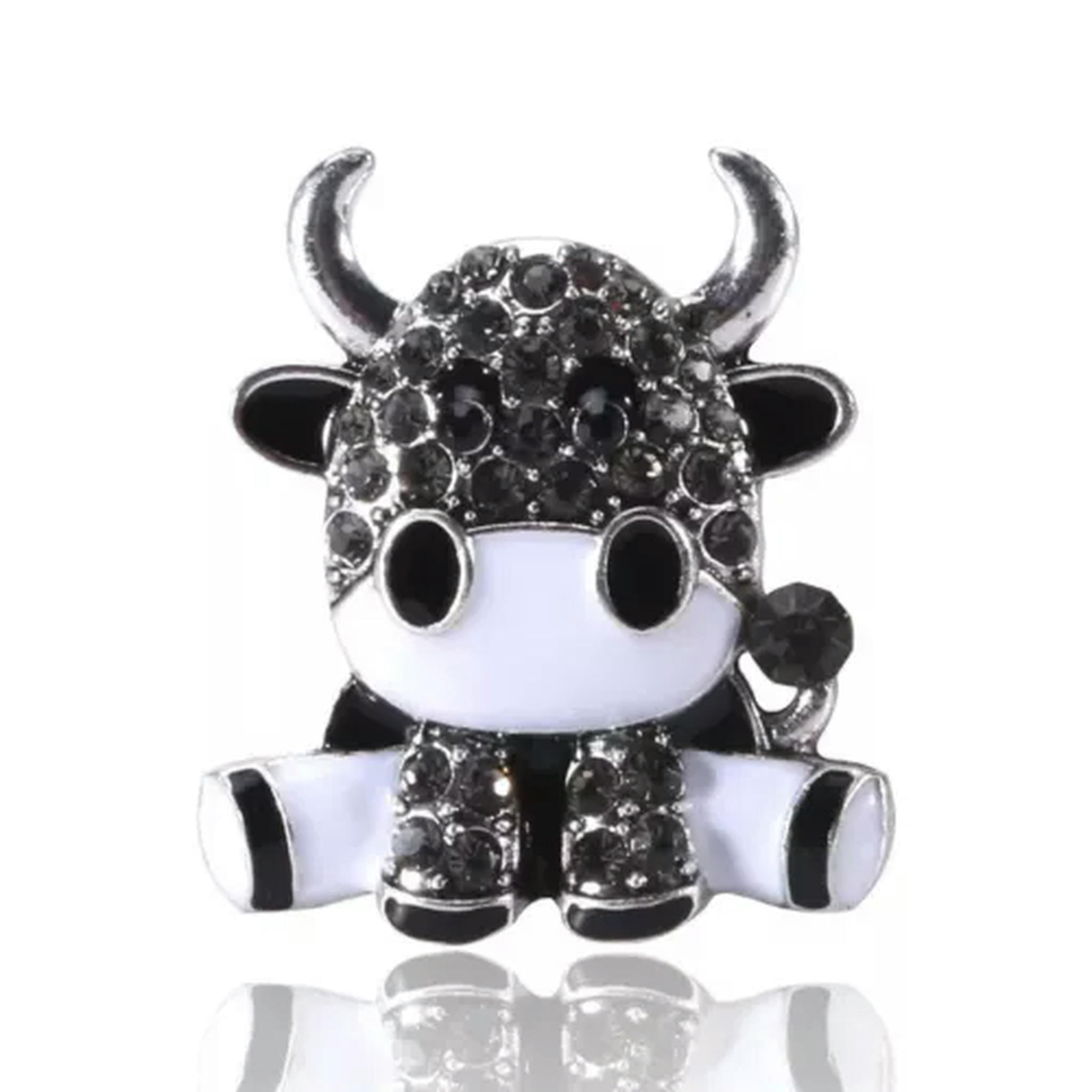 WBQF Brooch Alloy Cow Enamel Brooch Pin Cartoon Cute Cattle Rhinestone ...