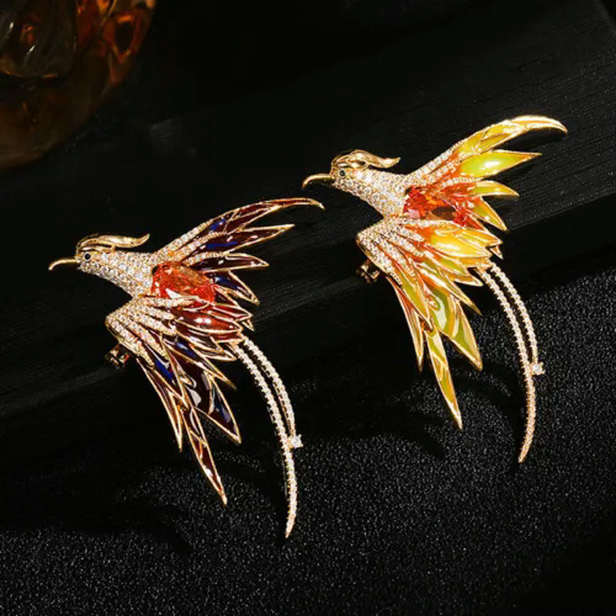 WBQF Crystal Enamel Phoenix Bird Brooches Animal Pin For Women Men ...