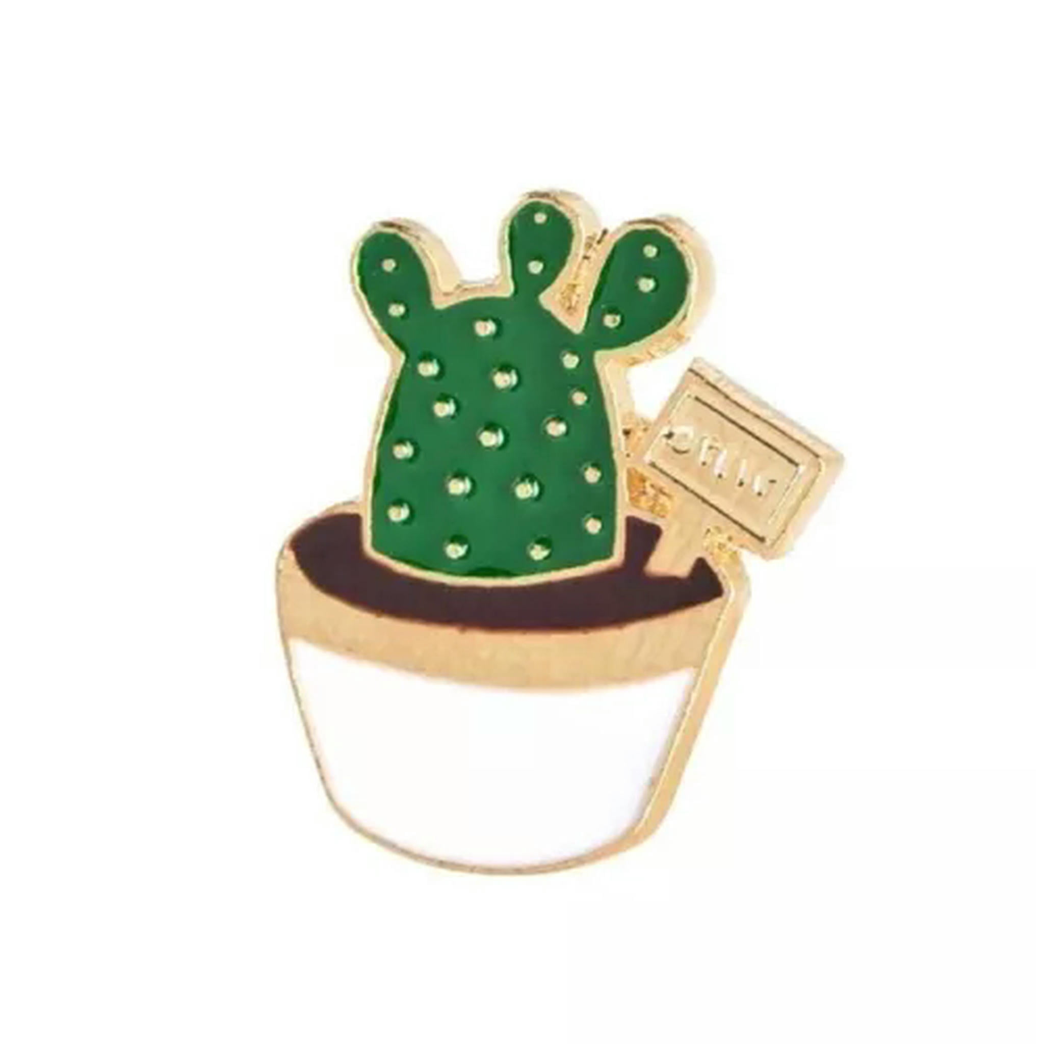 WBQF Cute Plant Badge Potted Collar Shoe Enamel Brooch Coconut Tree ...