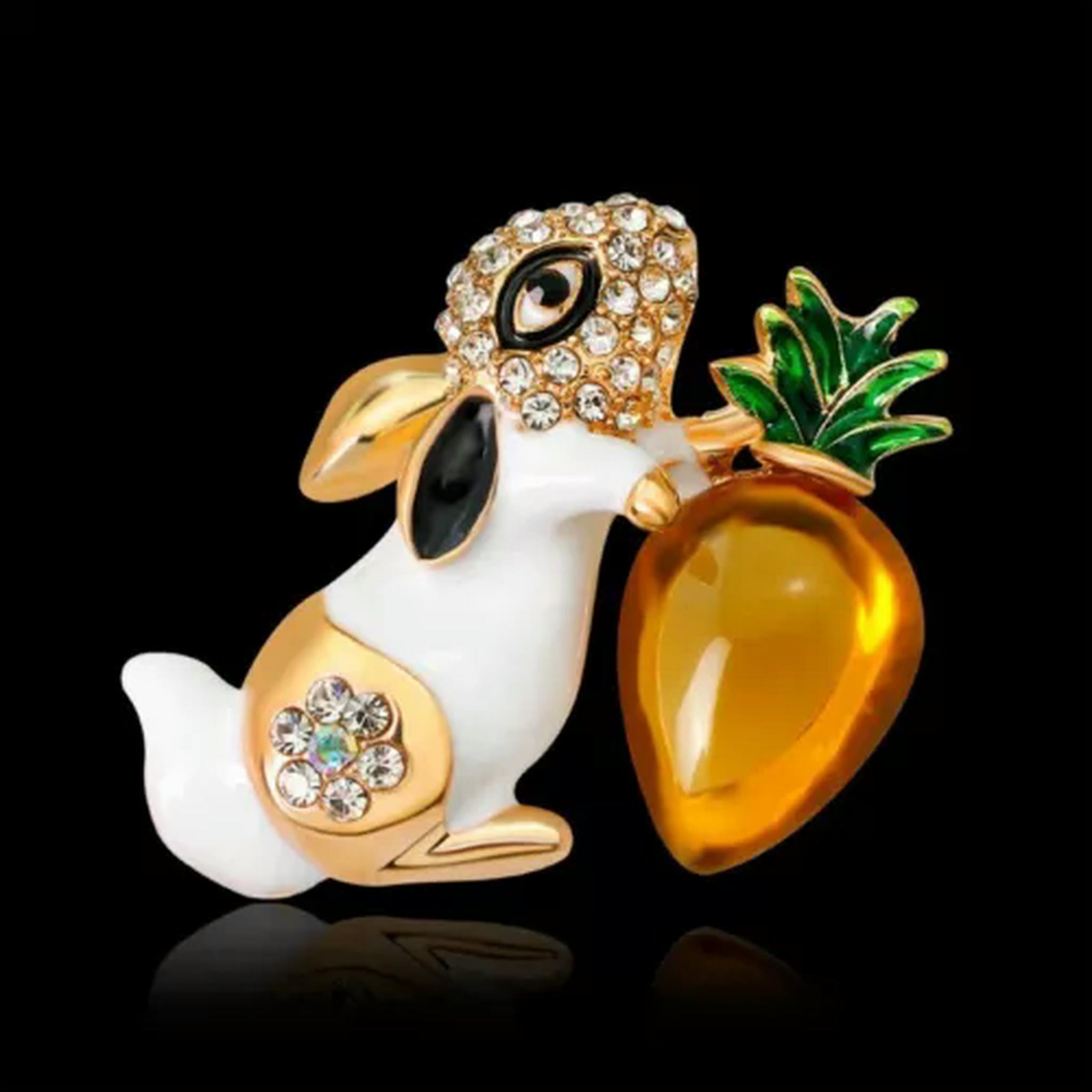 WBQF Fashion Cute Cartoon Zodiac Rabbit Brooch Animal Corsage Enamel ...