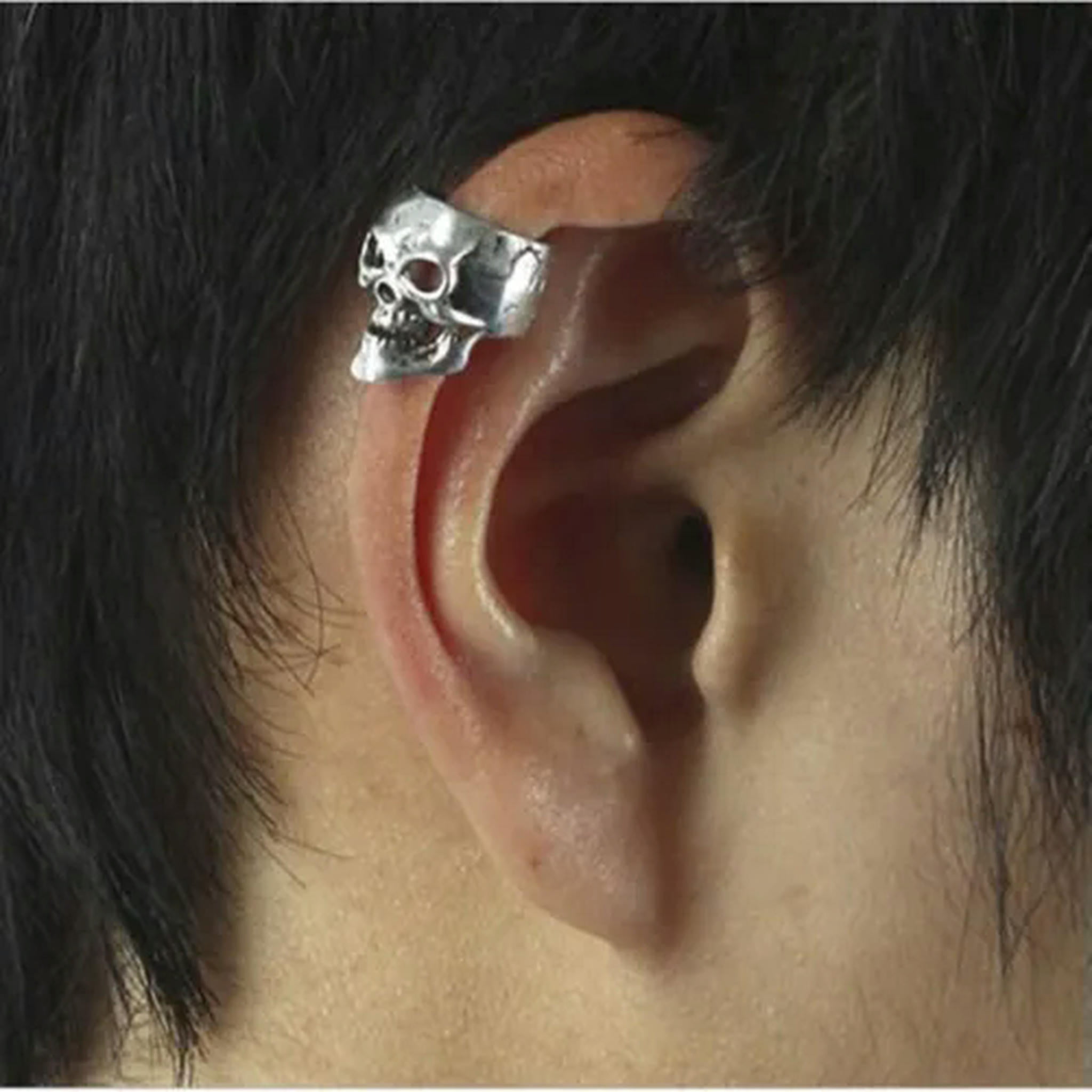 WBQF Fashion Gothic Punk Vintage Skull Ear Cuff Wrap Clip on Earring No ...