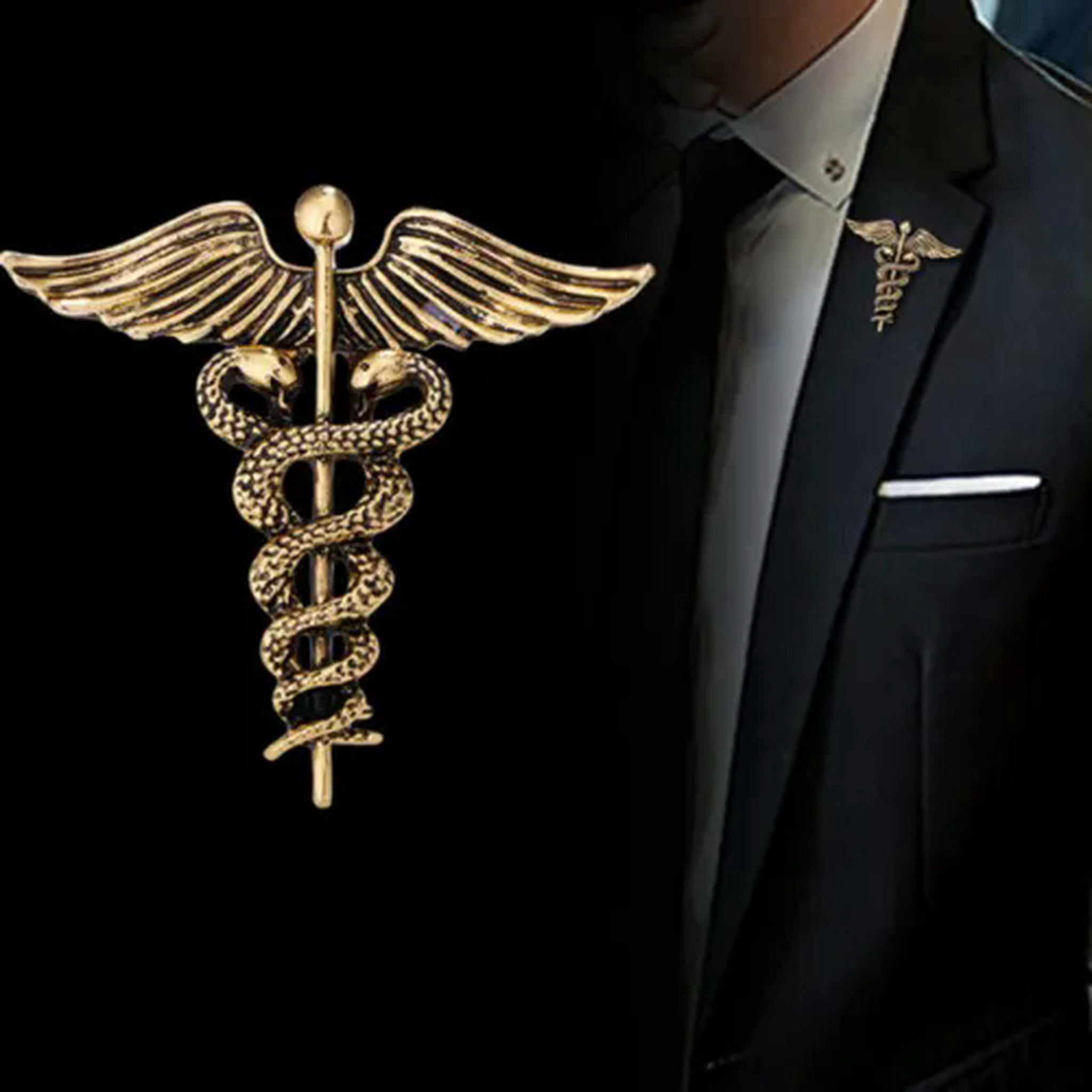 WBQF Fashion Retro Angel Wings Men Badge Pin Snake Brooches Lapel Medal ...
