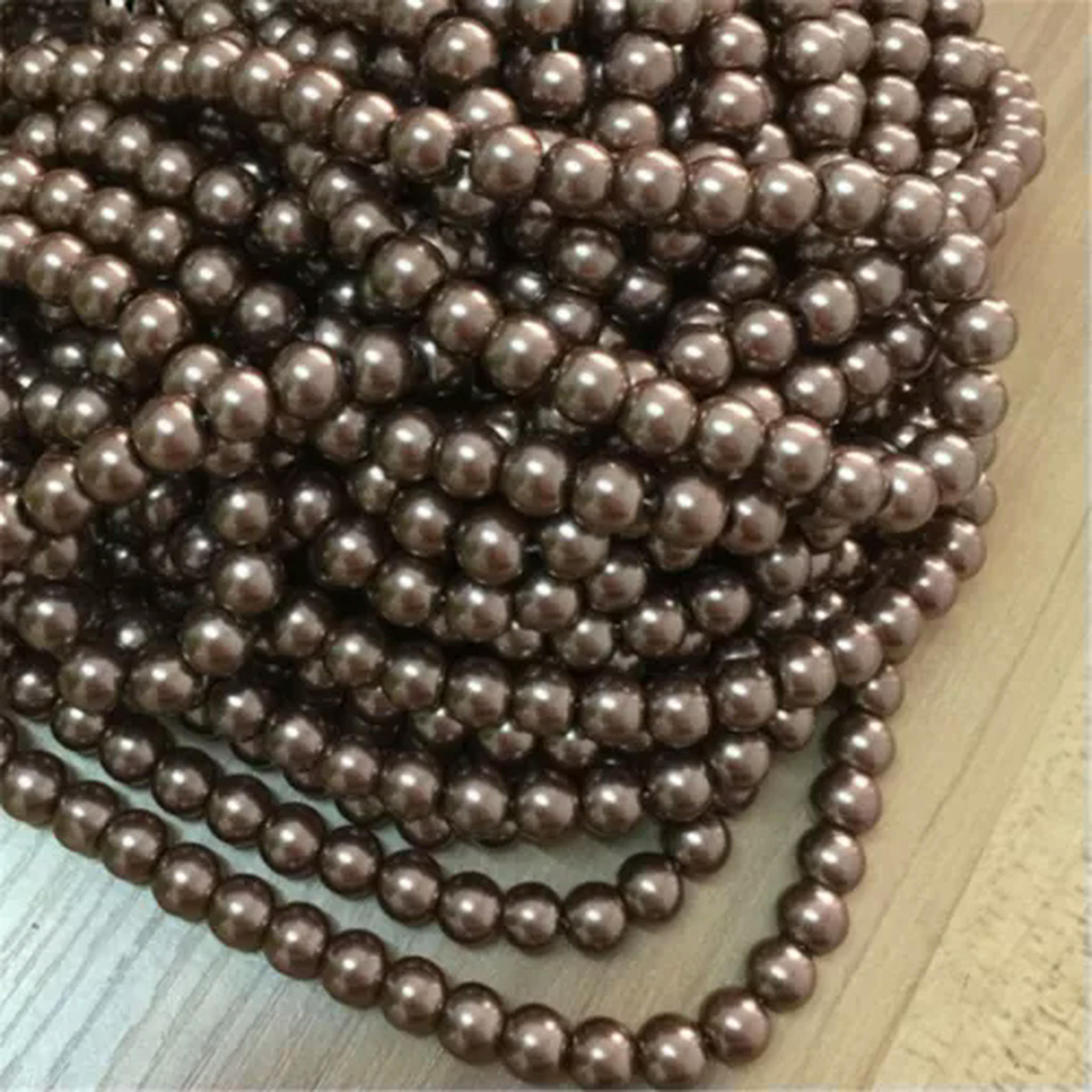 WBQF Glass Loose Pearls 6mm 8mm 10mm Glossy Craft Beads Spacers DIY ...
