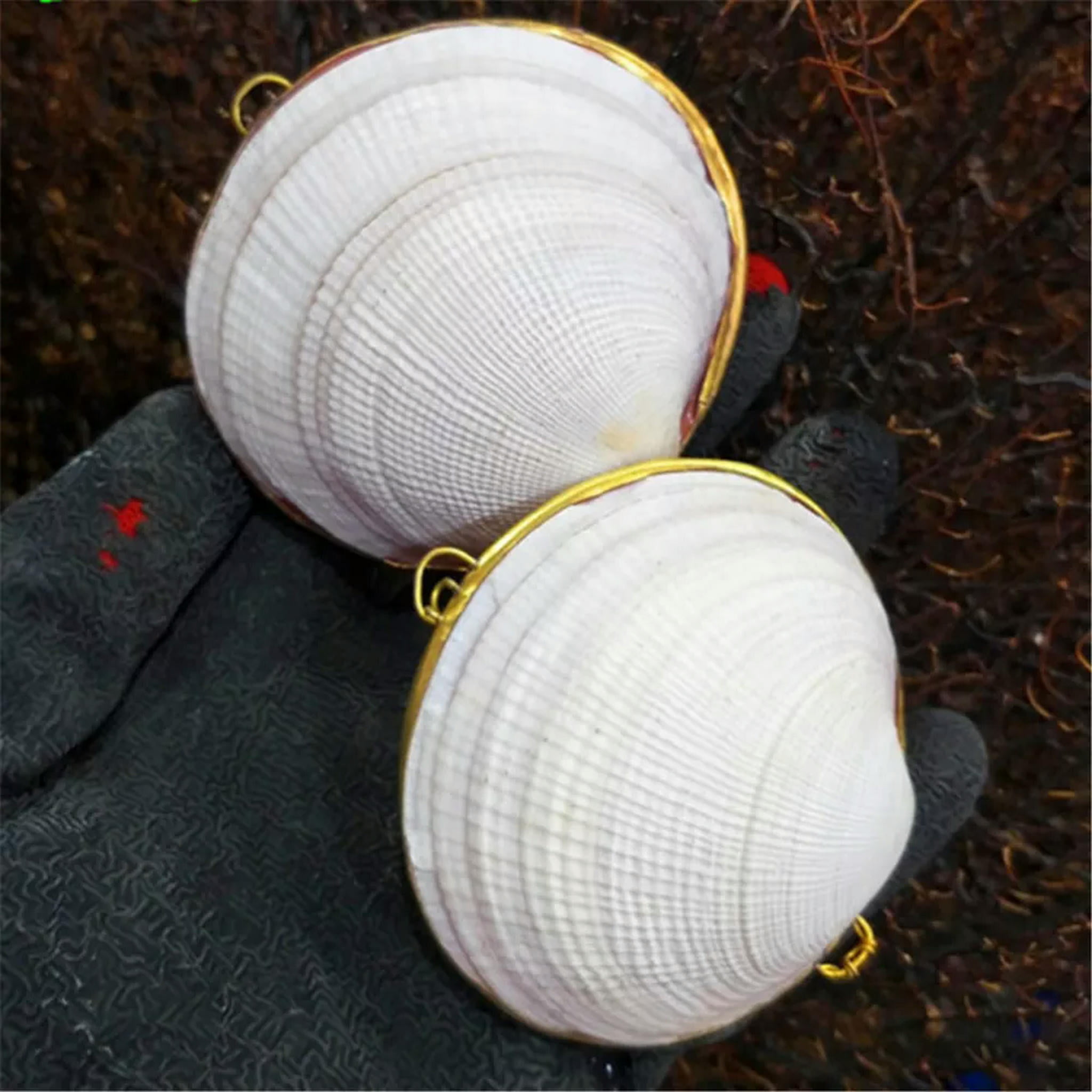 WBQF Handicraft Gold Metal Frame Clam Shell Locket DIY Pendant Charm ...