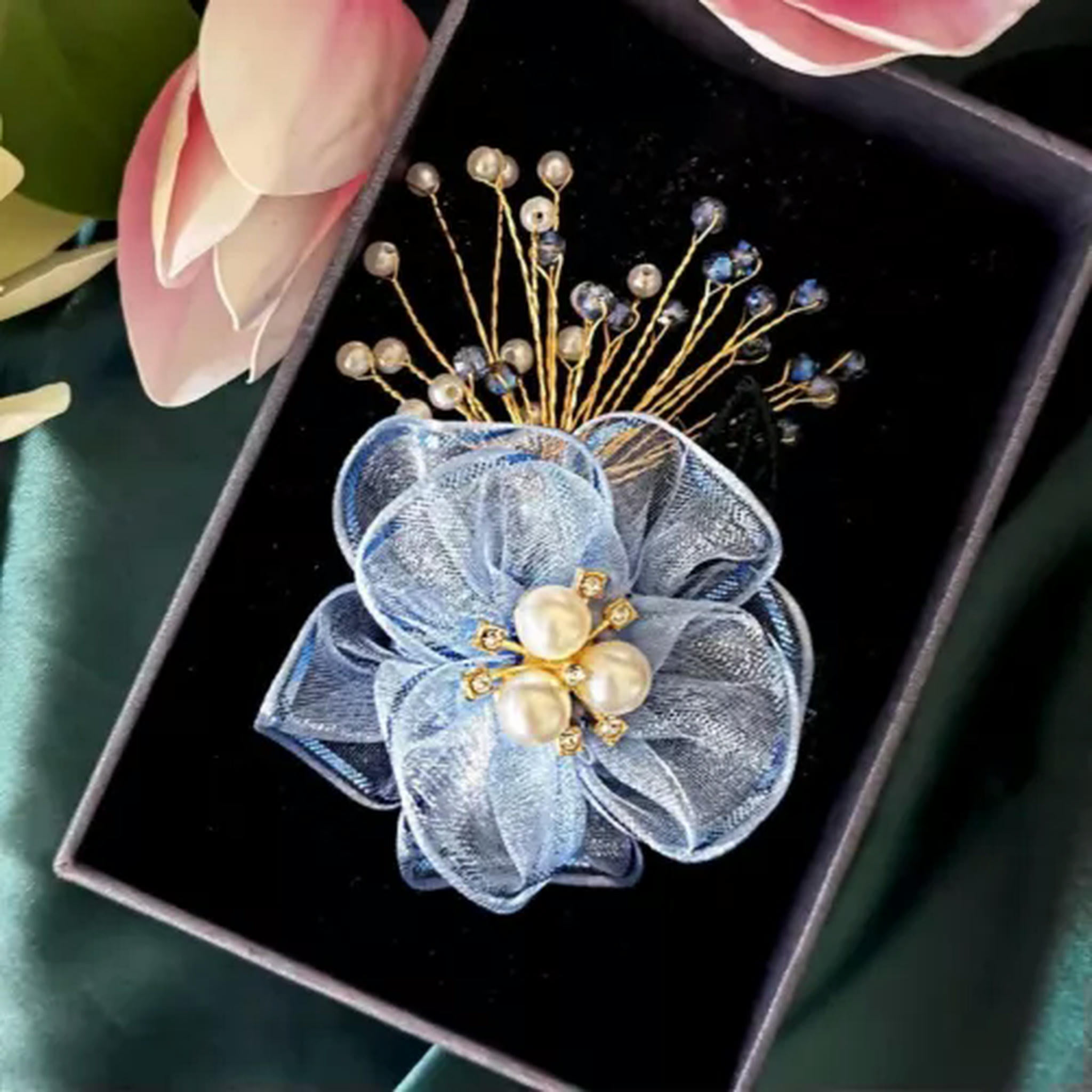 WBQF Handmade Wedding Corsage Gauze Fabric Rose Flower Brooches Suit ...