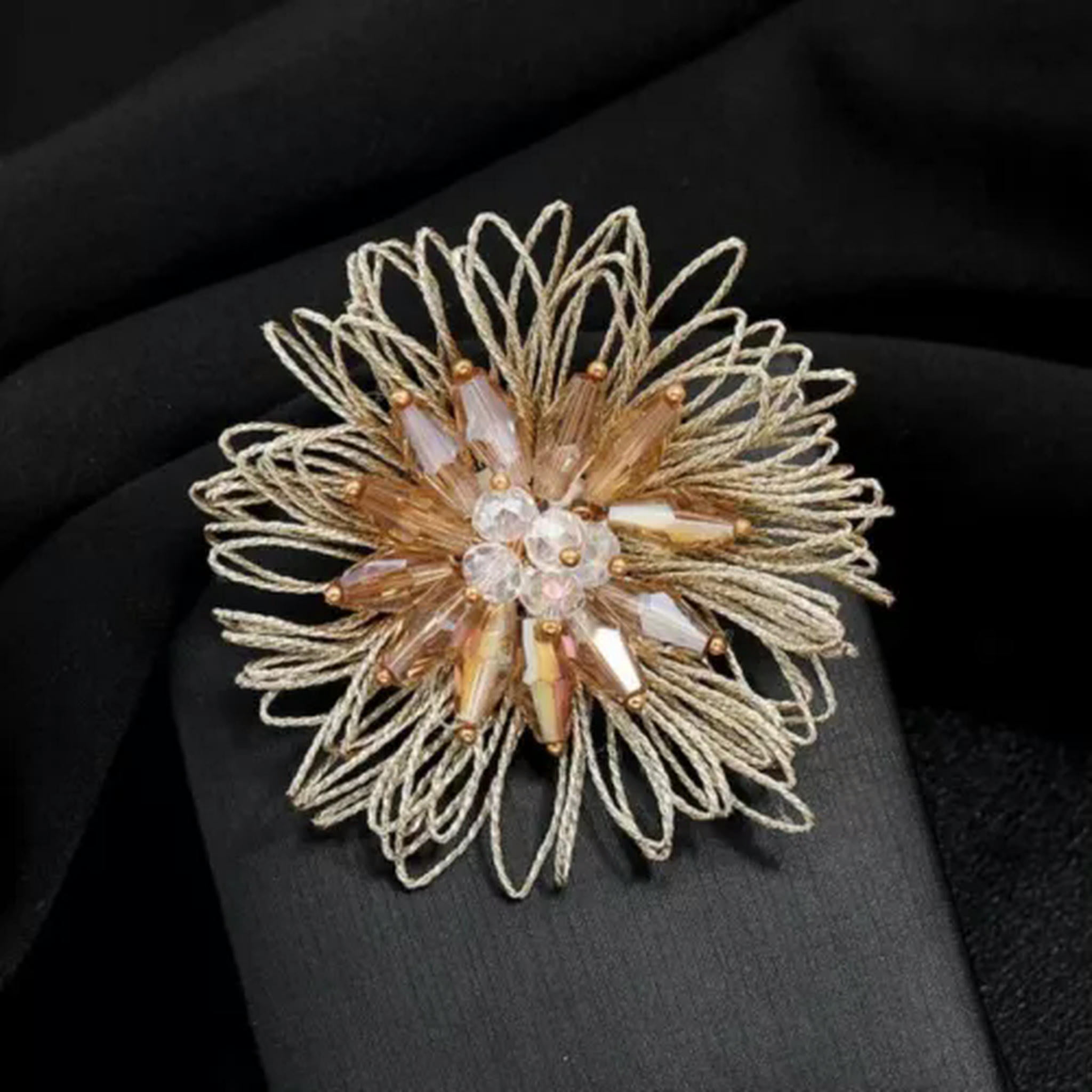 WBQF Handmade Wedding Corsage Gauze Fabric Rose Flower Brooches Suit ...