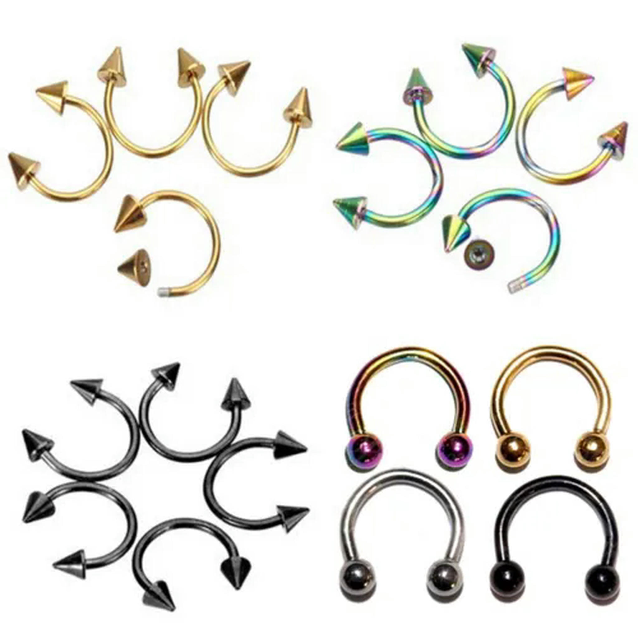 WBQF Horseshoe Bar Lip Nose Septum Ear Ring Body Piercing Jewelry ...